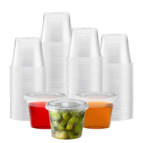 Plastic Portion Cups with Lids [5.5 oz-100 Sets] Souffle Cups, Jello ...