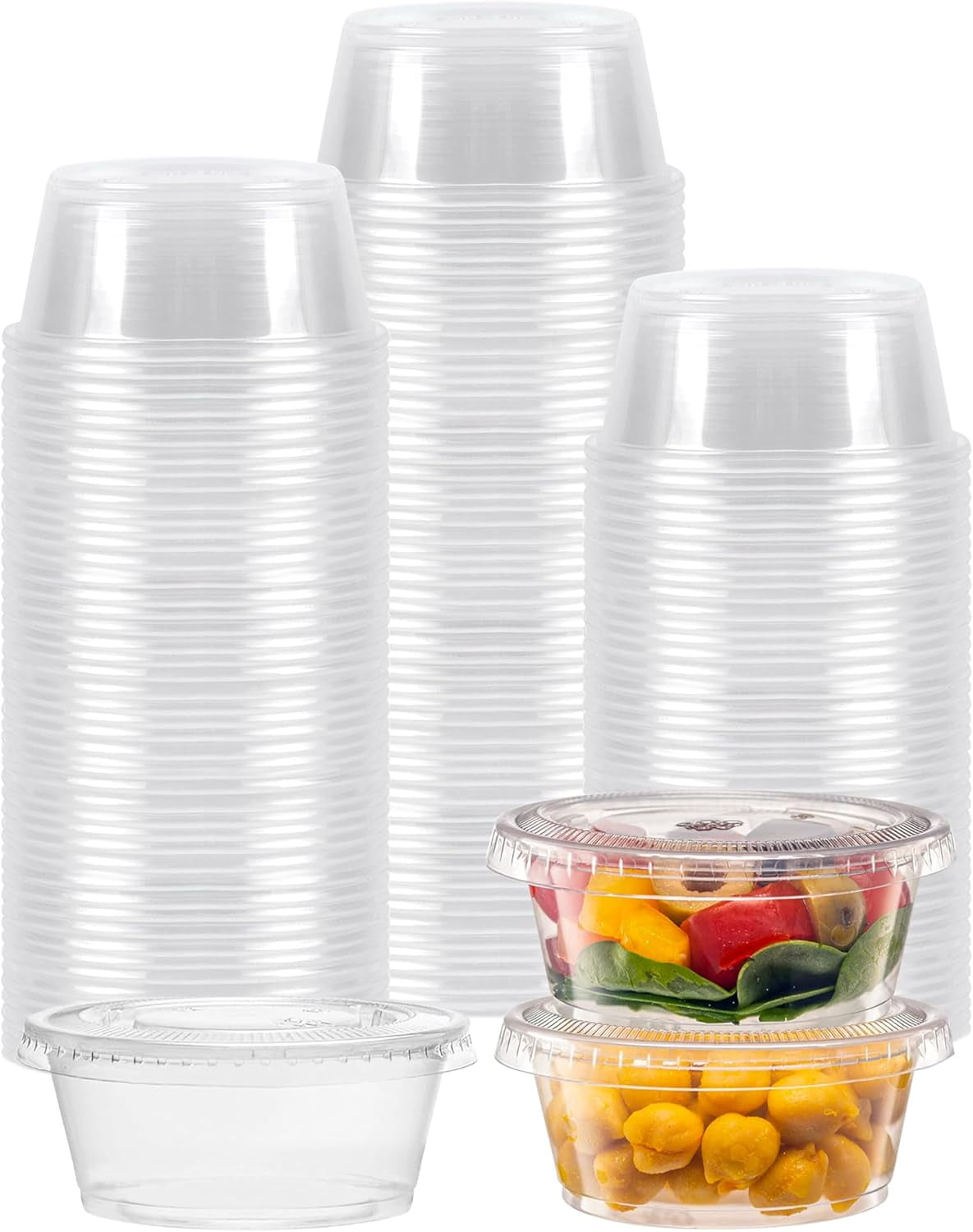 Plastic Portion Cups with Lids Disposable Plastic Cups for Meal Prep ...