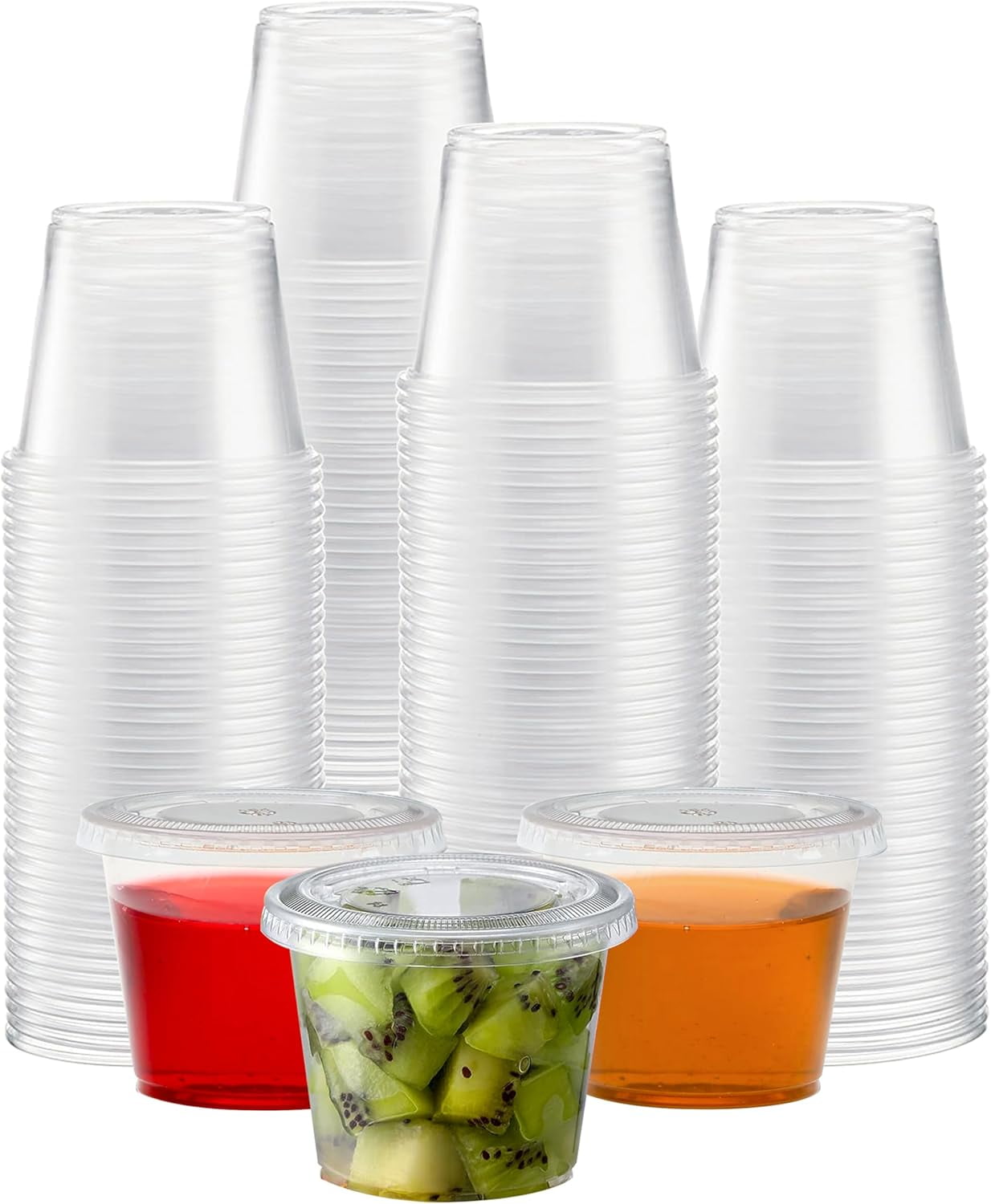 Plastic Portion Cups with Lids Disposable Plastic Cups for Meal Prep ...