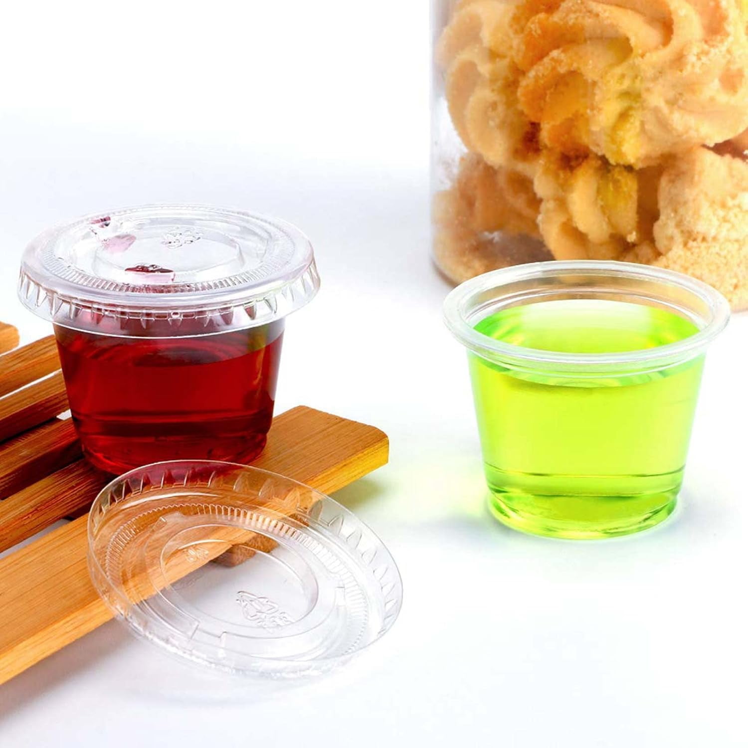 Plastic Portion Cups with Lids Disposable Plastic Cups for Meal Prep ...