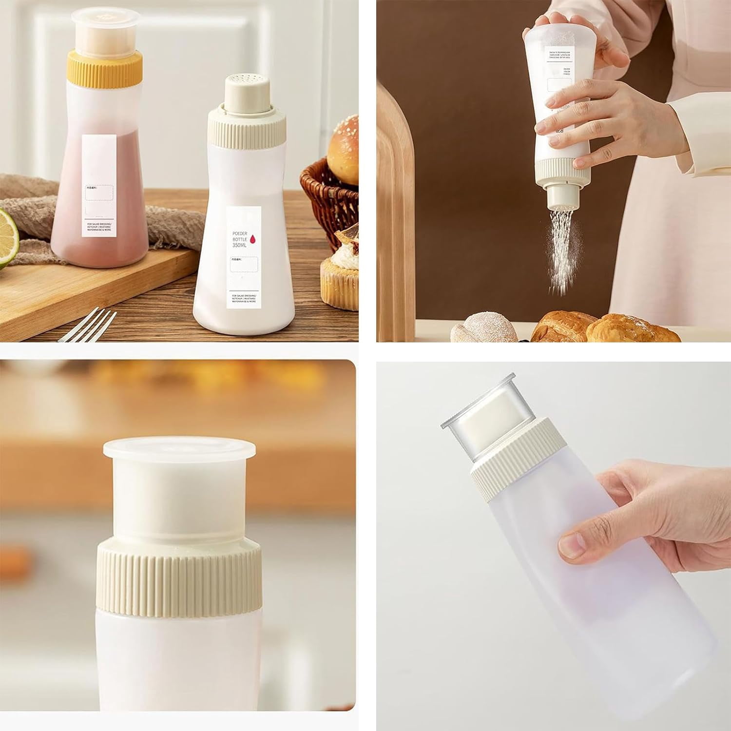 Plastic Powder Shaker with Lid, Uniform Discharge Hole for Sifter Sugar ...