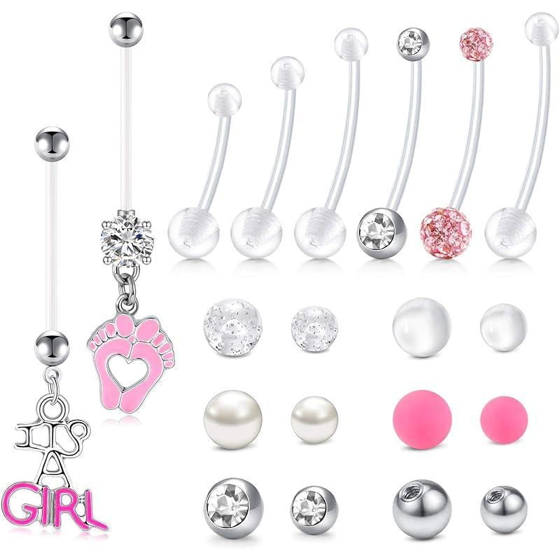 Plastic Pregnancy Belly Button Rings Long Bar Navel Rings for Maternity ...