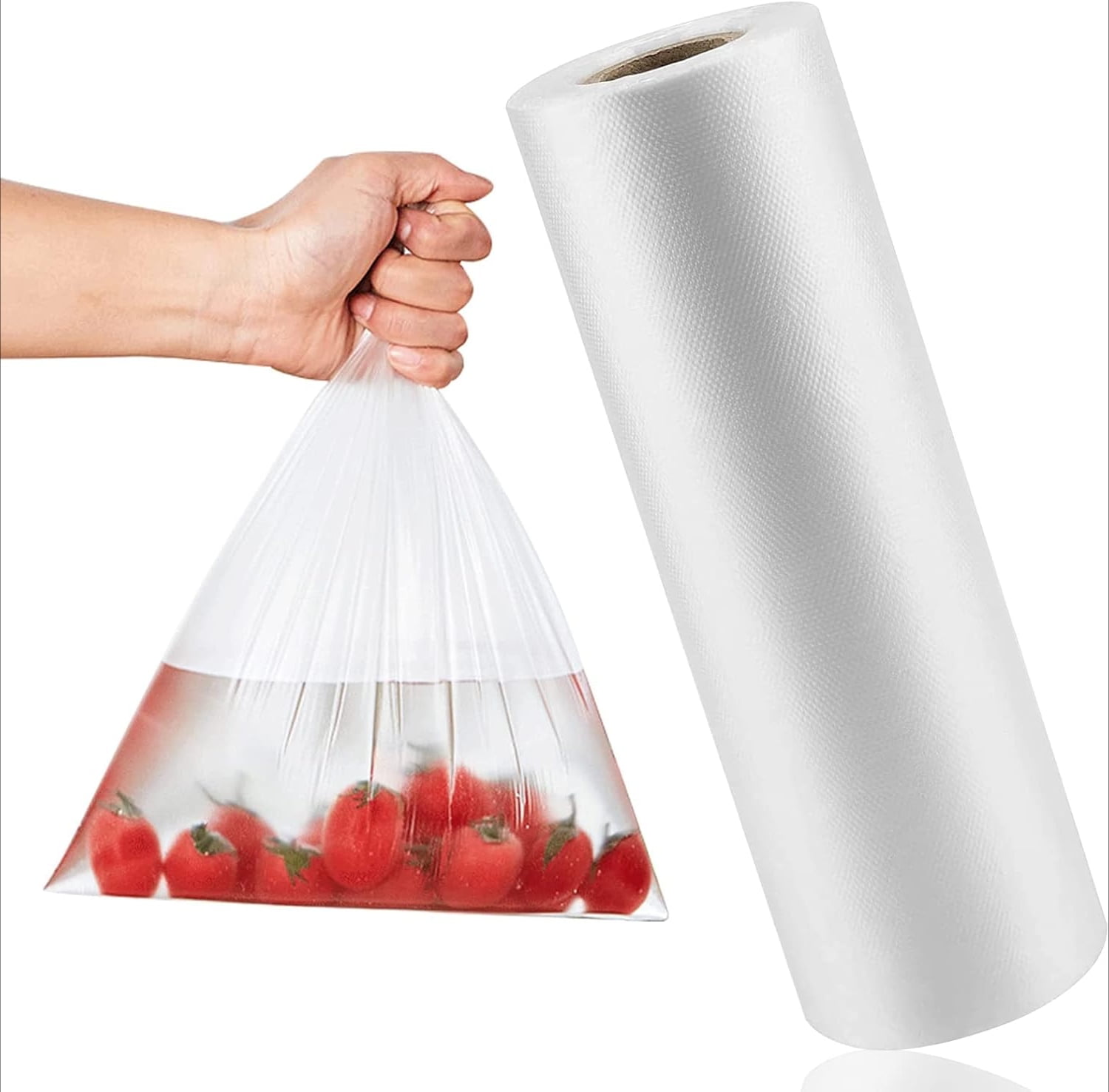 Plastic Produce Bags on a Roll, Clear, Food Storage Bags for Bread ...