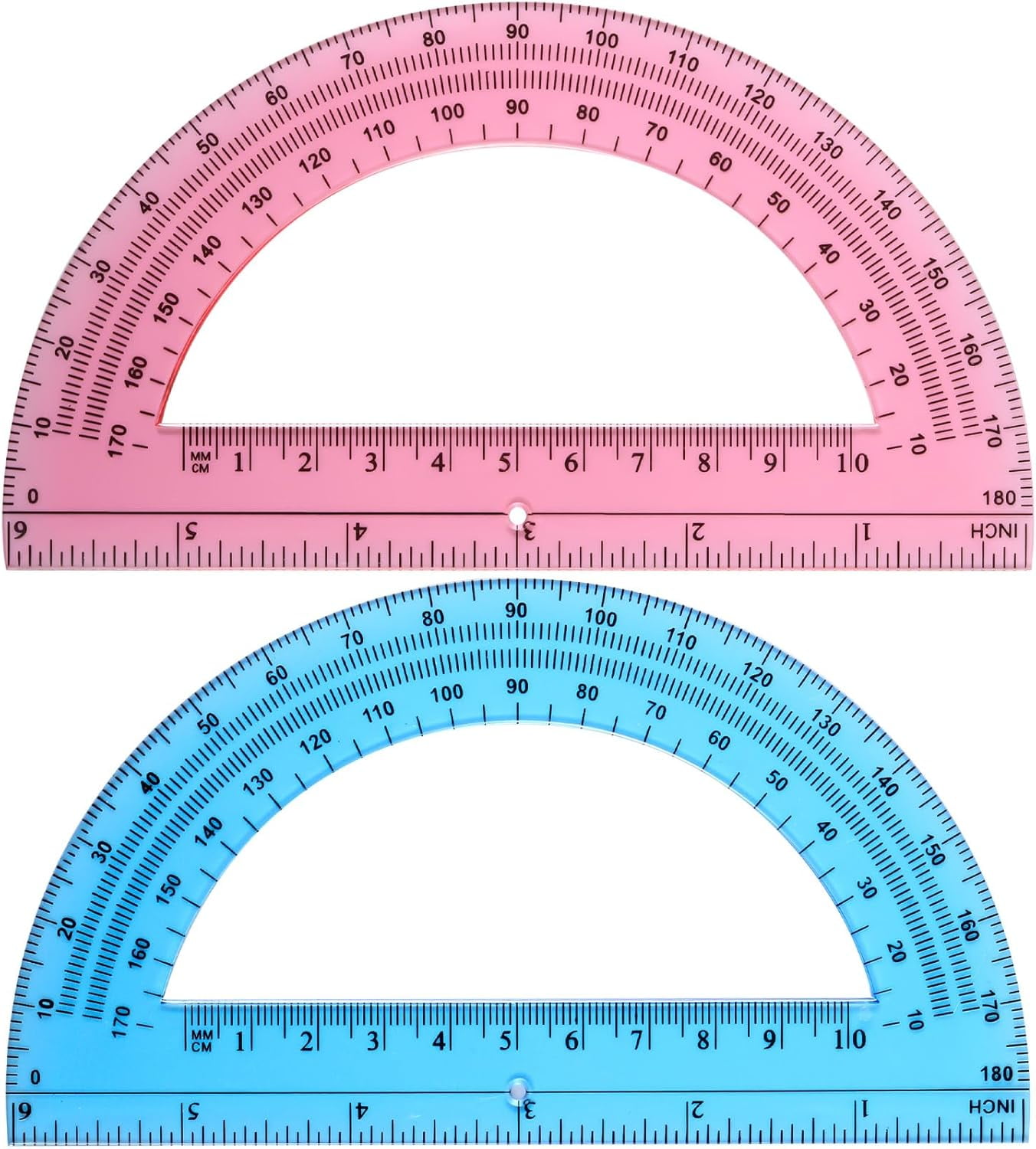 Plastic Protractor Math Protractors 180 Degrees, 6 Inch, Pack of 2 ...