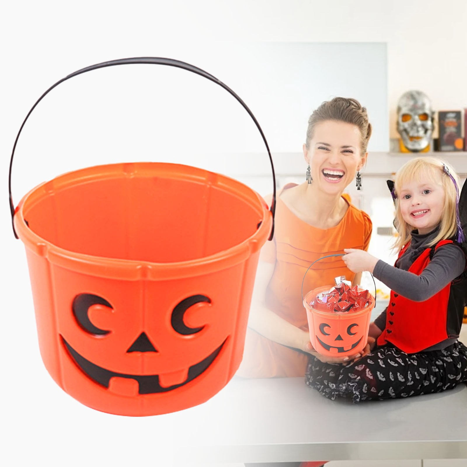 Plastic Pumpkin Bucket Trick or Treat Bucket Pumpkin Candy Bucket ...