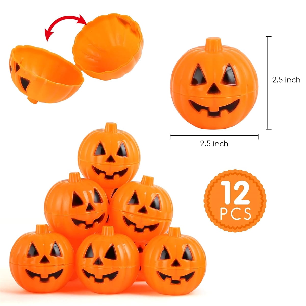 Plastic Pumpkins for Candy Small Toys, Fillable Orange Halloween ...