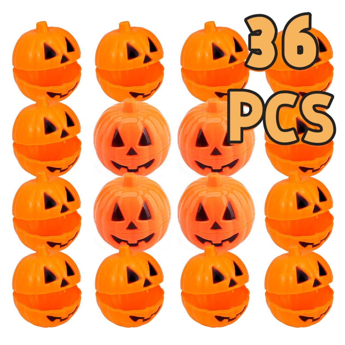 Plastic Pumpkins for Candy Small Toys, Fillable Orange Halloween ...