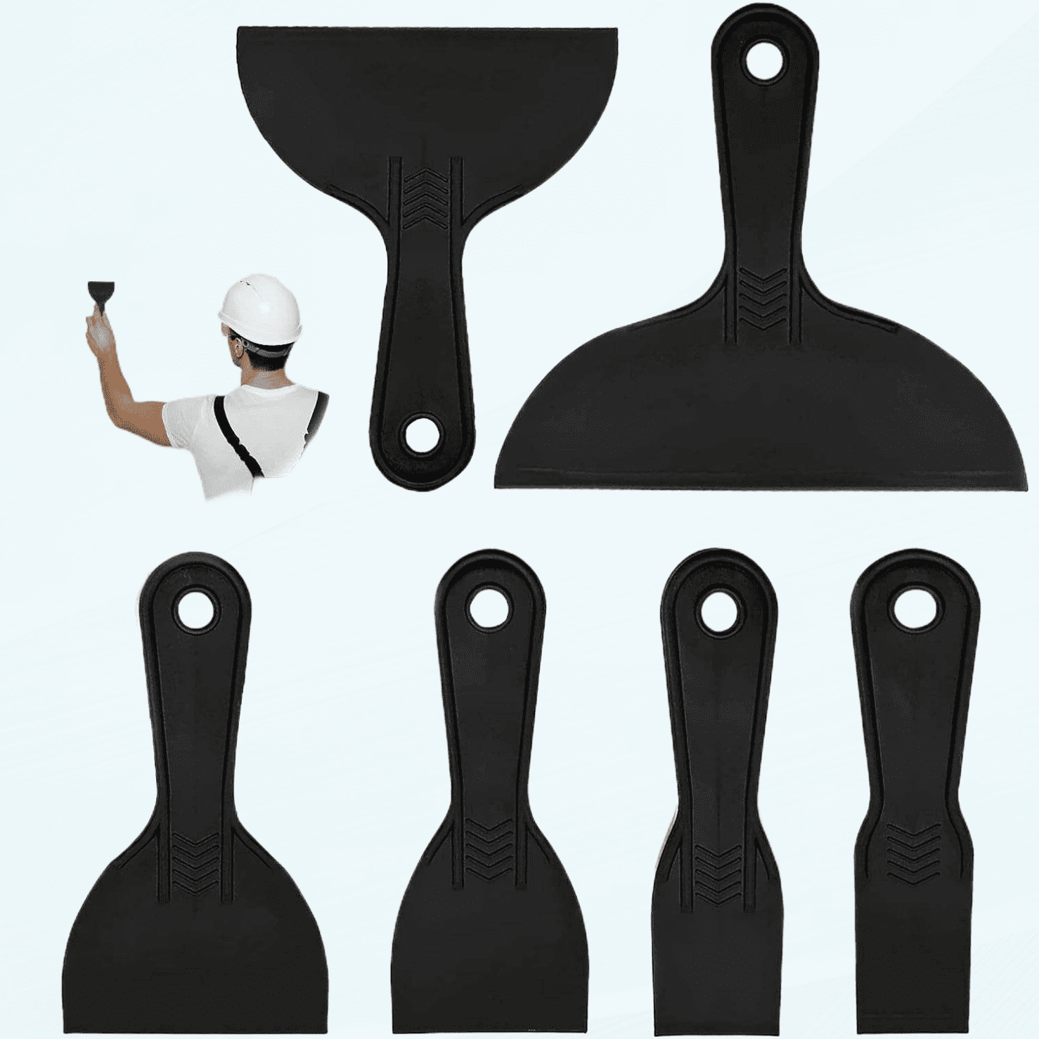 Plastic Putty Knife Set - 3 Pack, 1.5/3/6-Inch, Filler Tool Scraper ...