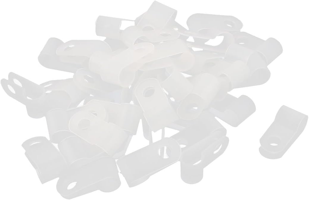 Plastic R Type Cable Clip Clamp 50Pcs White for 6.4mm Dia Wire Hose ...
