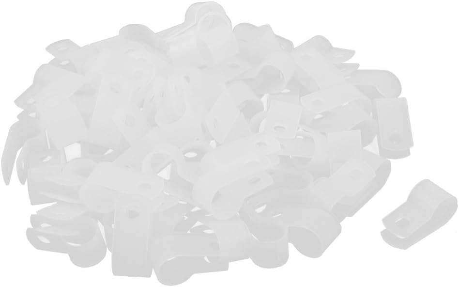 Plastic R Type Cable Clip Clamp 80Pcs White for 8mm Dia Wire Hose Tube ...