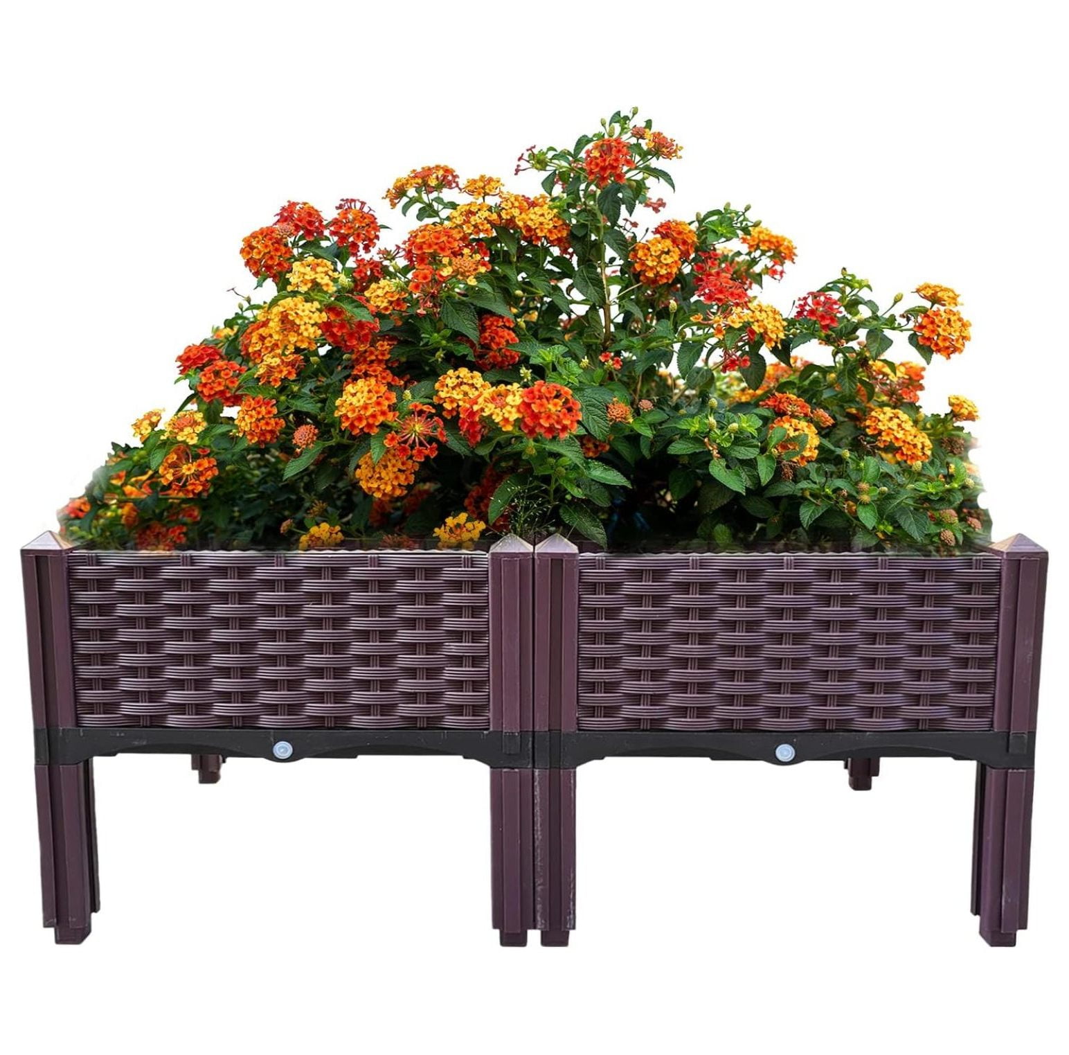 Plastic Raised Garden Bed, 2Pcs Planter Grow Boxes 14.5" H with Legs ...
