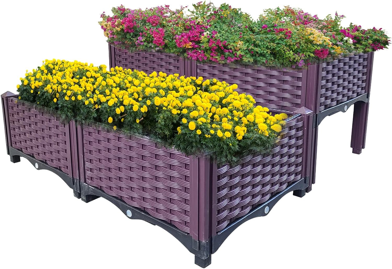 Plastic Raised Garden Bed 4 Piece Planter Grow Boxes Planter Care Box ...