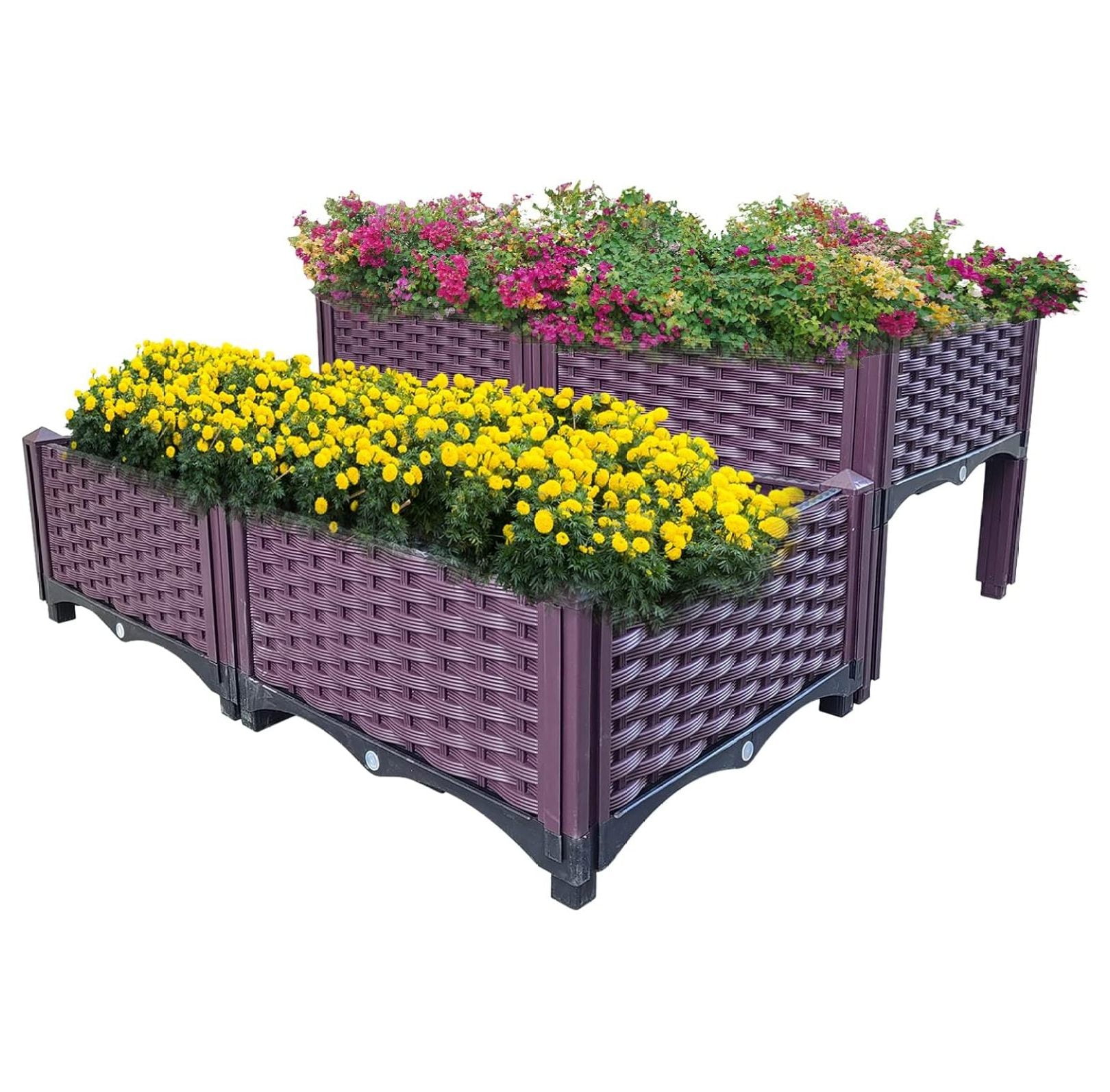 Plastic Raised Garden Bed 4 Piece Planter Grow Boxes Planter Care Box ...