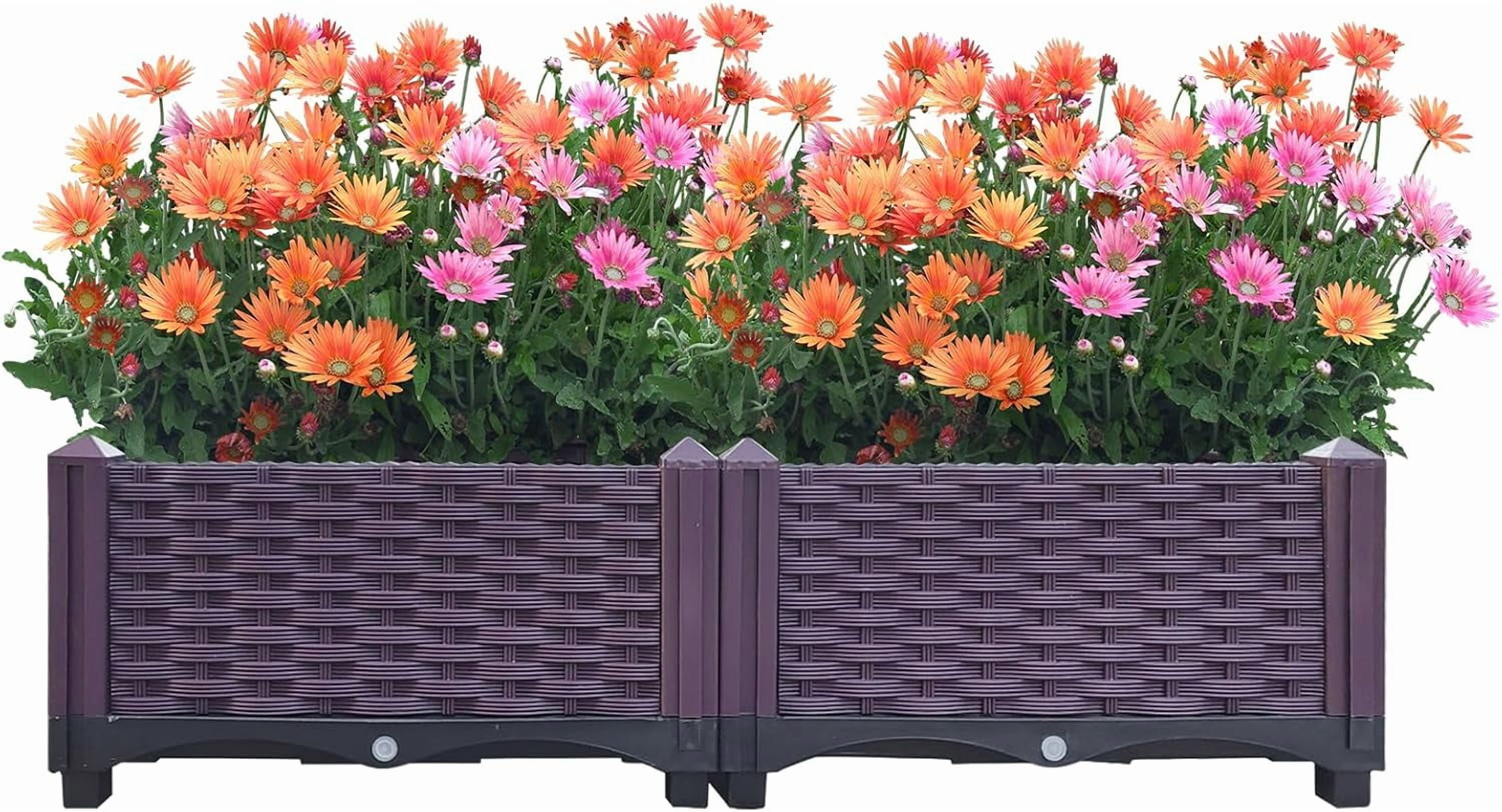 Plastic Raised Garden Bed, Set of 2 Planter Grow Boxes 8.7’H Planter ...