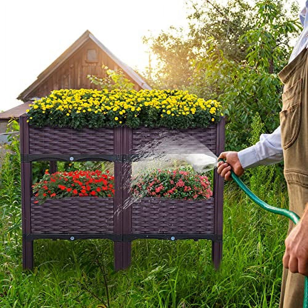 Plastic Raised Garden Bed Set of 4 Planter Grow Boxes with Legs for ...