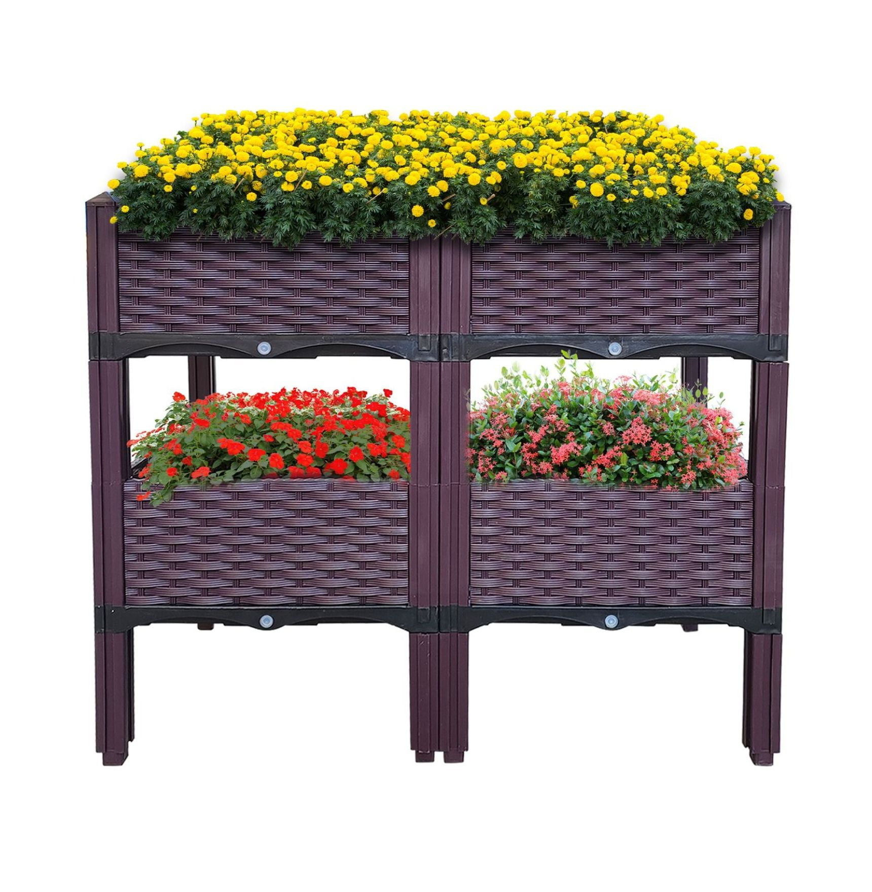 Plastic Raised Garden Bed Set of 4 Planter Grow Boxes with Legs for ...