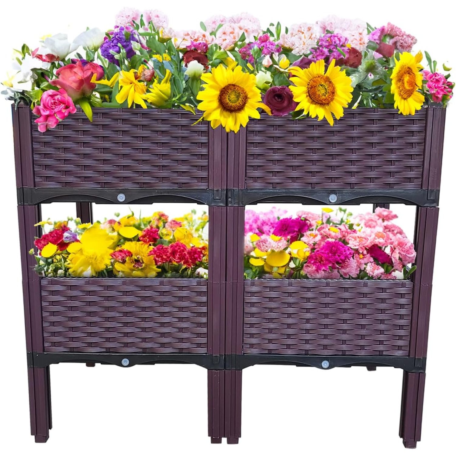 Plastic Raised Garden Bed Set of 4 Plants Elevated Garden Boxes Planter ...