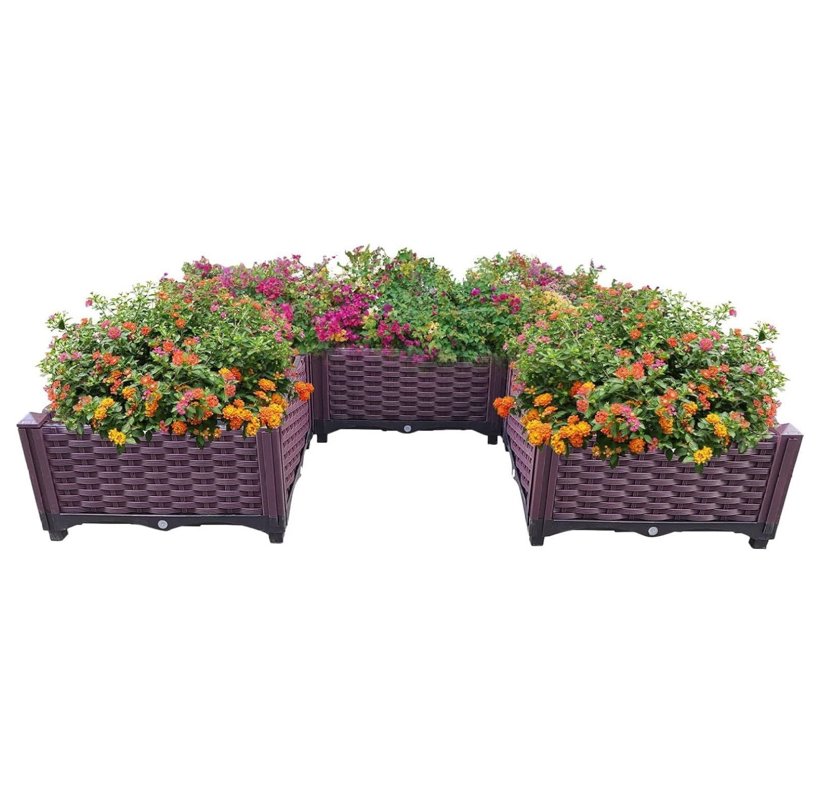 Plastic Raised Garden Bed, Set Planter Grow Boxes for Indoor & Outdoor ...