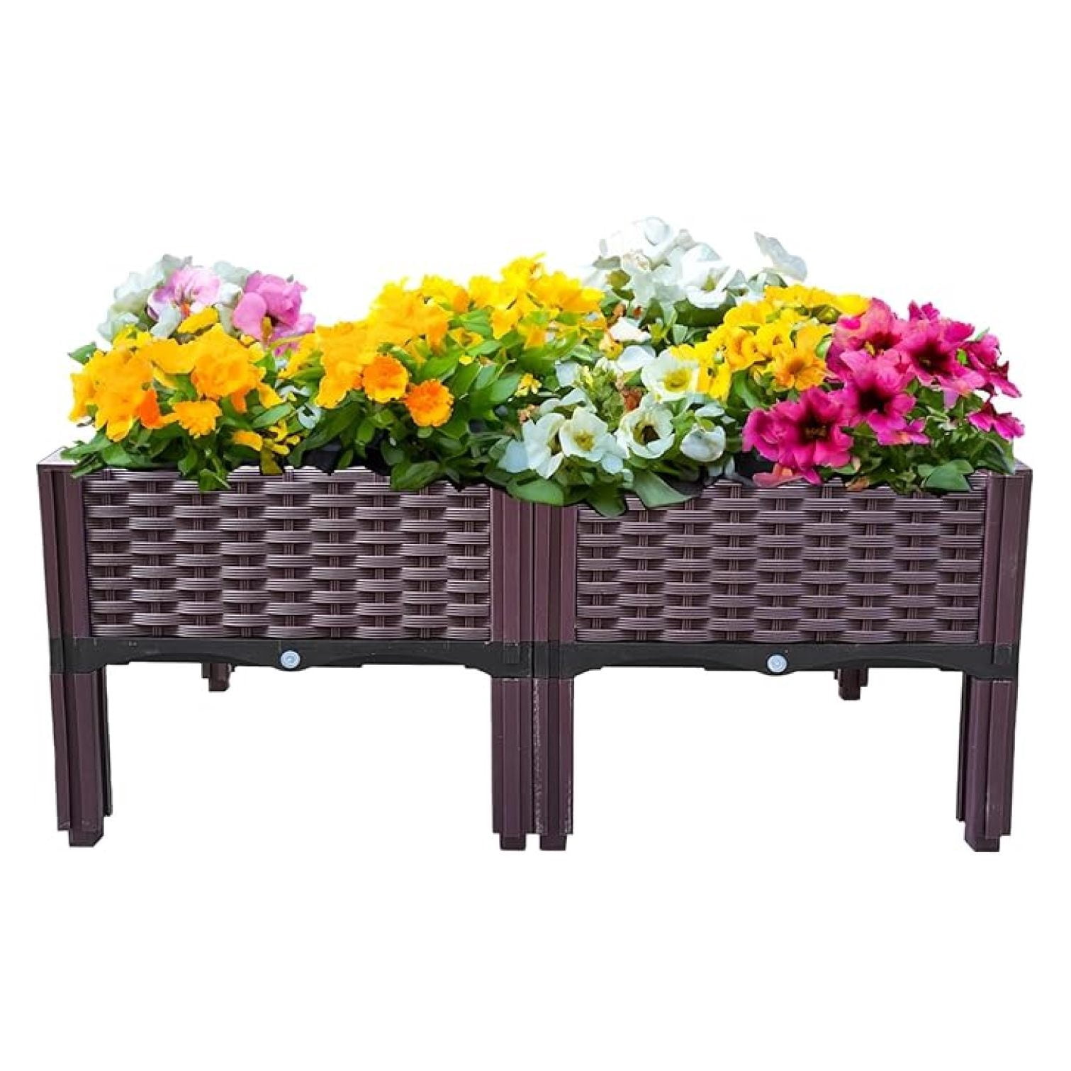 Plastic Raised Garden Bed, Set of 2 Planter Grow Boxes 14.5" H with ...