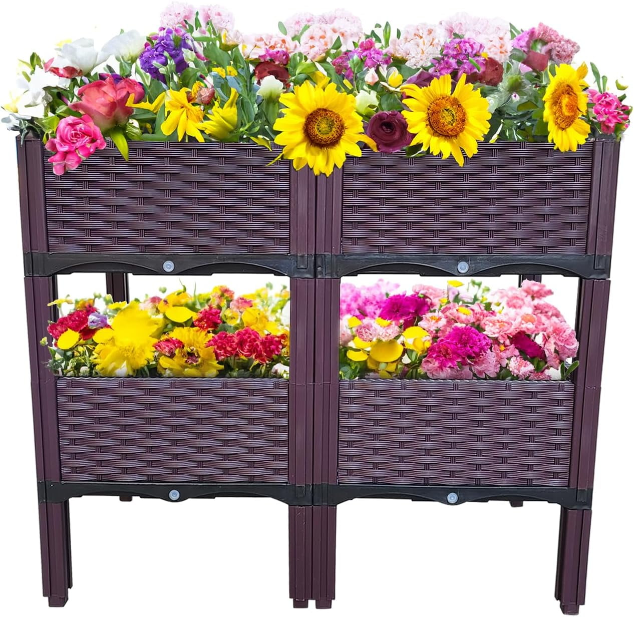 Plastic Raised Garden Bed Set of 4 Elevated Garden Boxes Planter ...