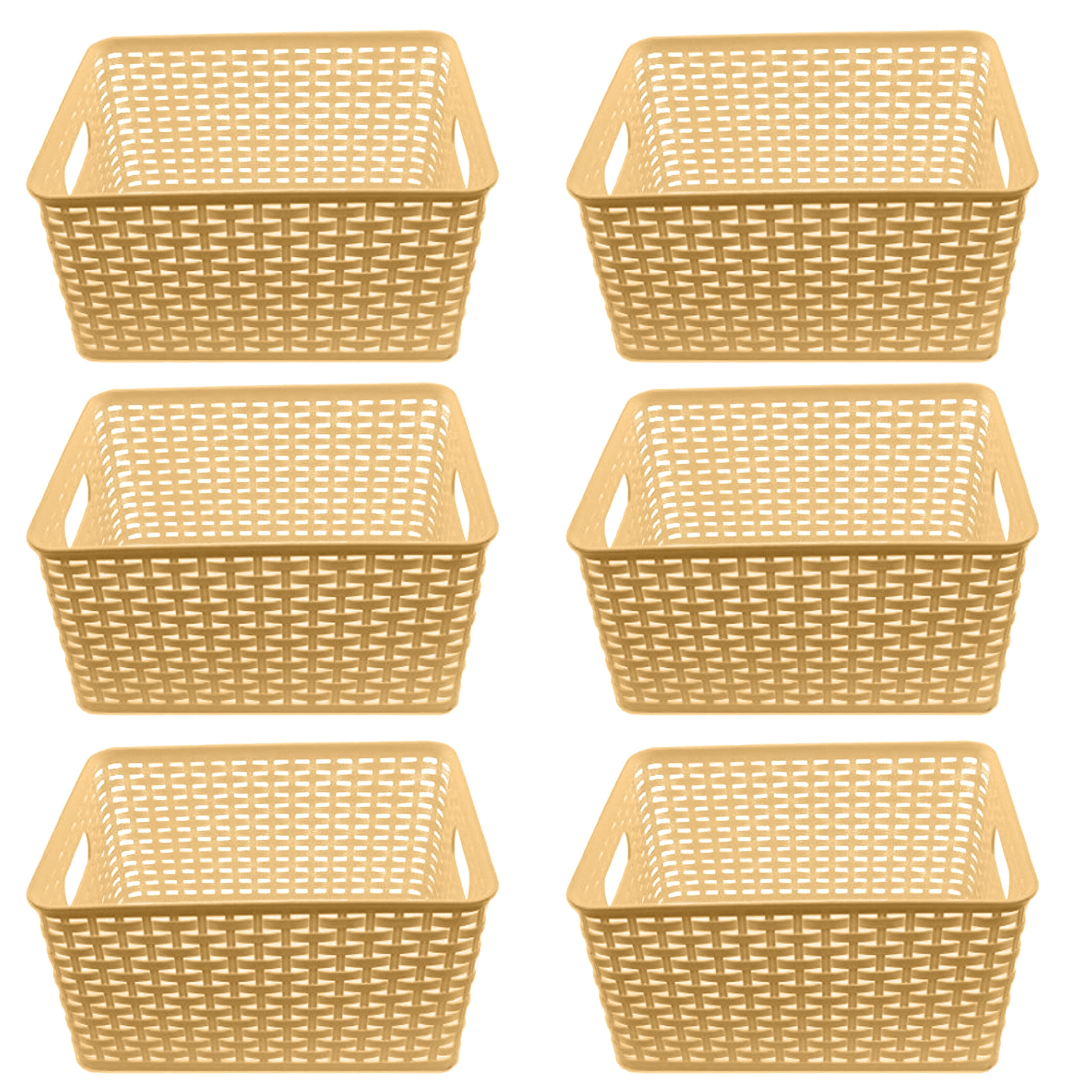 Plastic Rattan Storage Box Basket Organizer Large #ba426-6 - Beige Pack ...