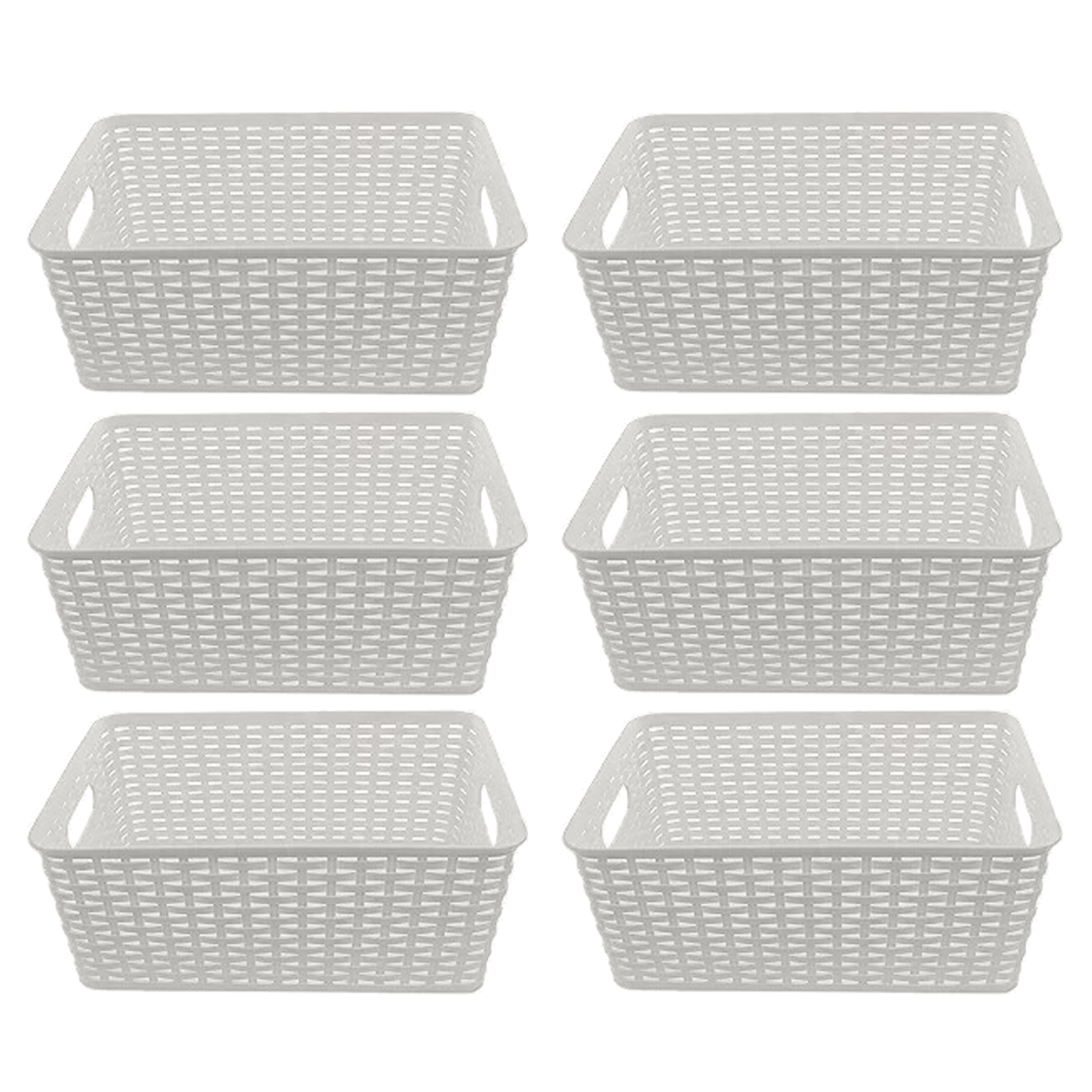 Plastic Rattan Storage Box Basket Organizer Large #ba426-6 - White Pack ...
