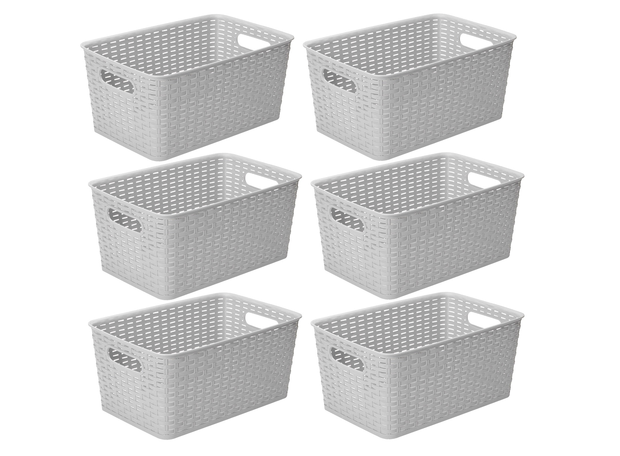 Plastic Rattan Storage Box Basket Organizer for Bathroom, Large, Gray ...