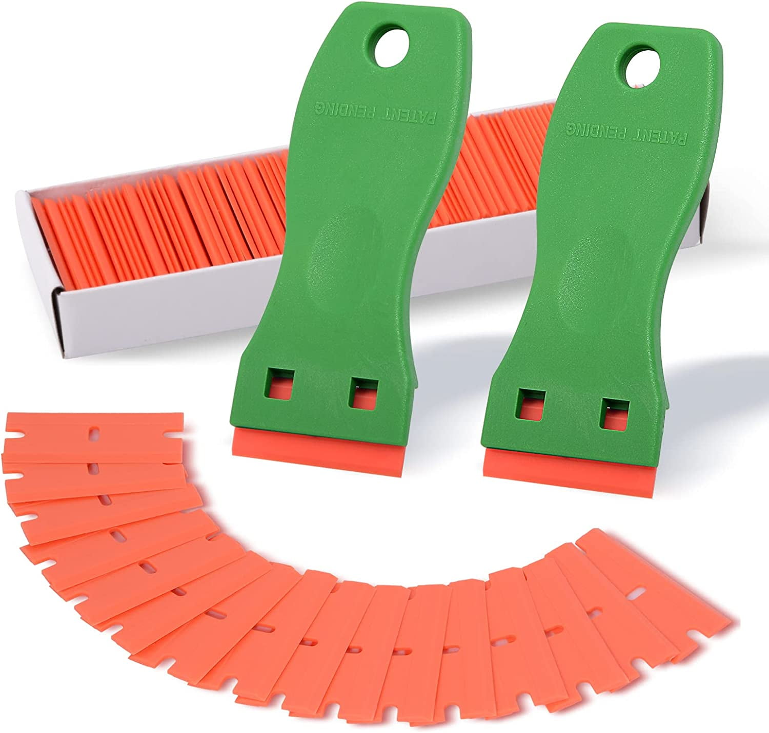 Plastic Razor Blade Scraper Include 2PCS Scraper Tool and 100PCS Blades ...