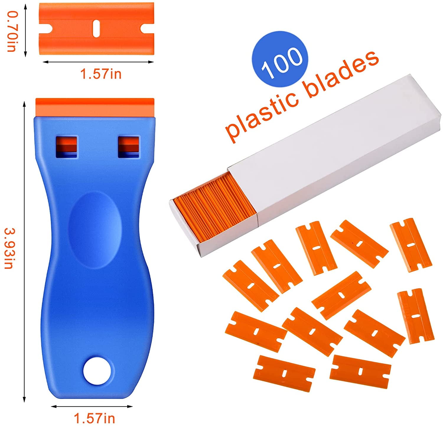 Plastic Razor Blade Scraper Tool - 2 Pack Wall Paint Remover with 100 ...