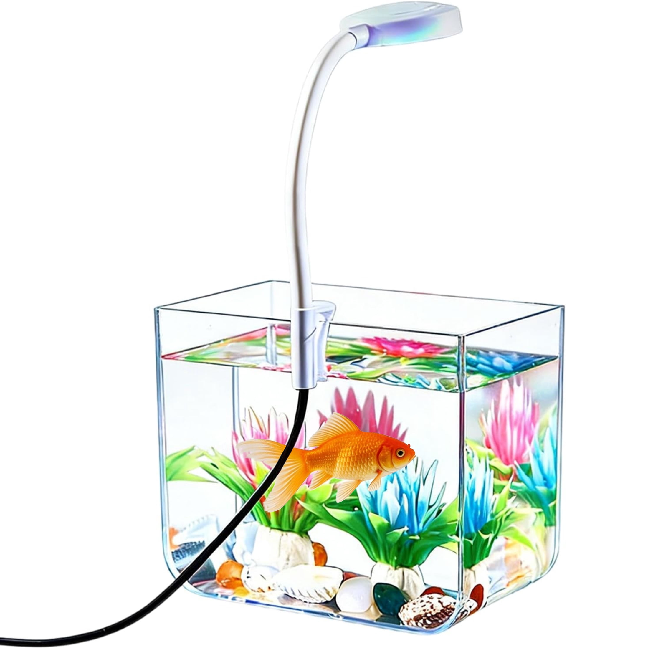 Plastic Rectangular Fish Tank, Small Aquarium for Betta Fish Reptiles ...