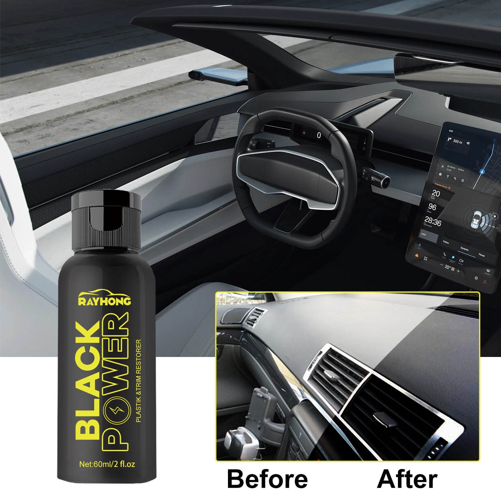 Plastic Refurbishment Agent, Interior Coating, 60ml Bottle, Automotive ...