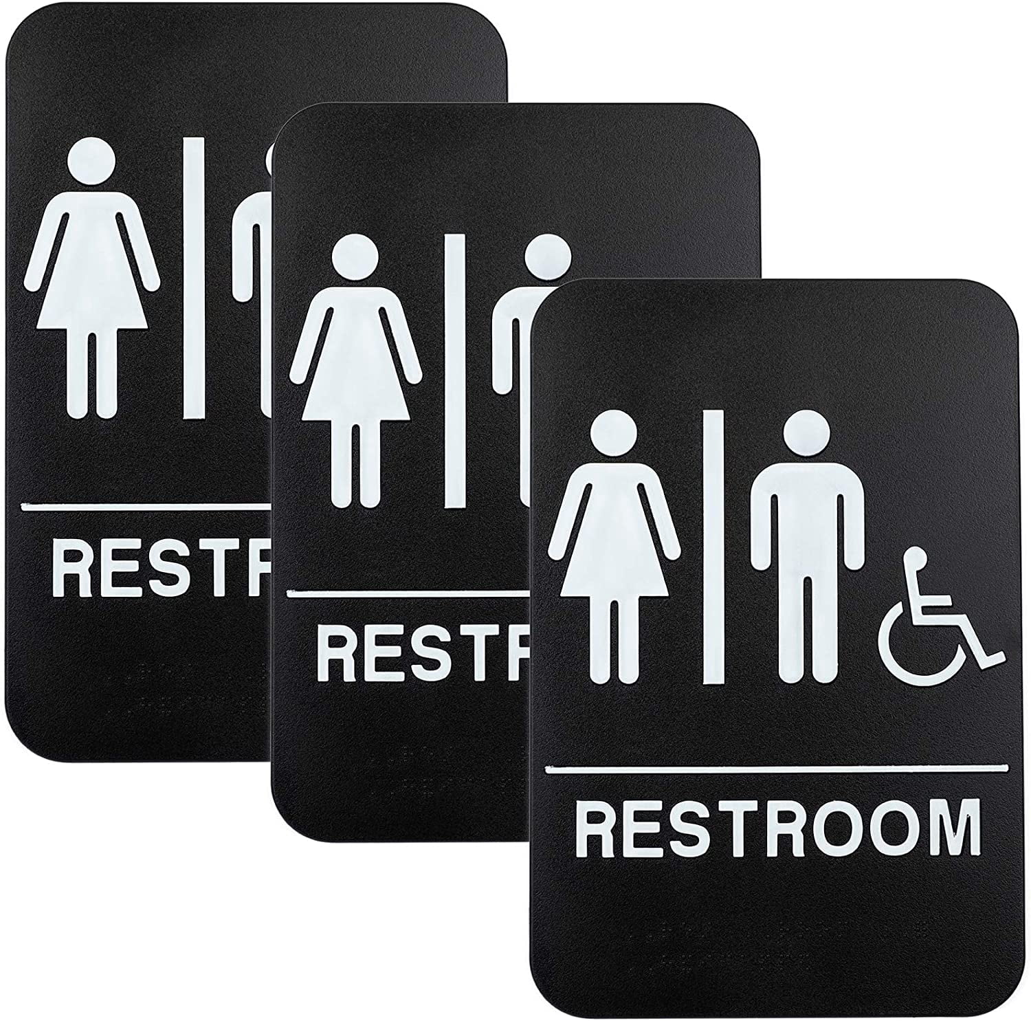 Plastic Restroom Sign: Easy to Mount with Braille (ADA Compliant ...
