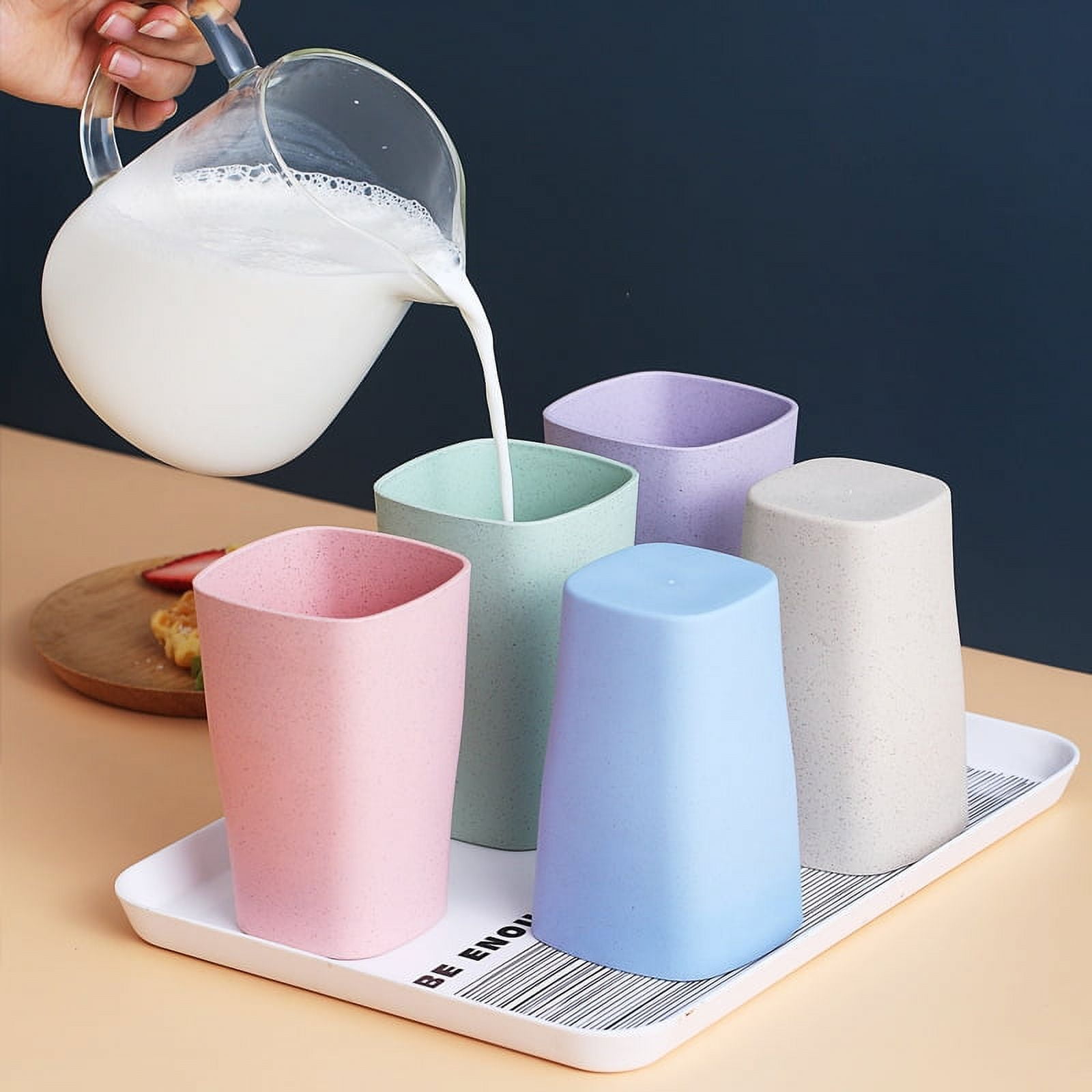 Plastic Reusable Coffee Mugs，Stackable Unbreakable Coffee Cups Set of 5 ...