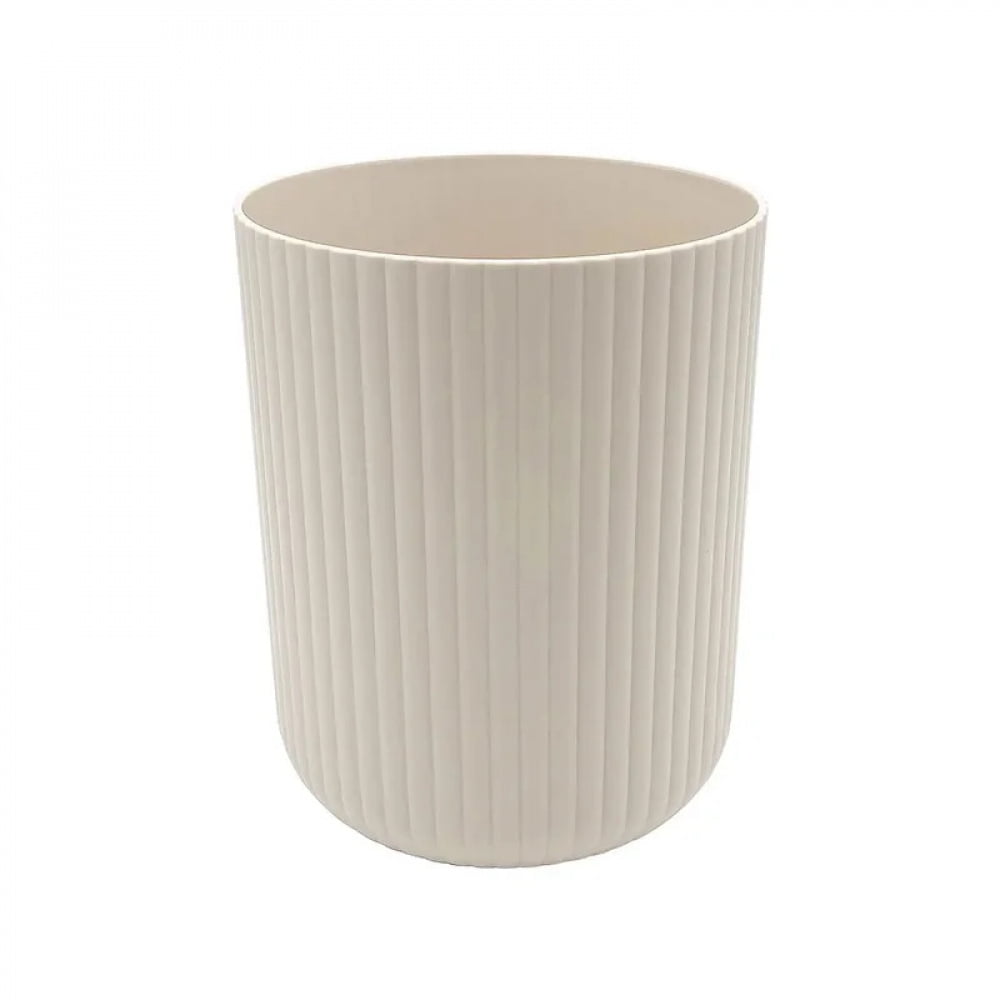 Plastic Ribbed Wastebasket - 1.64 Gallon Capacity, Beige Color ...