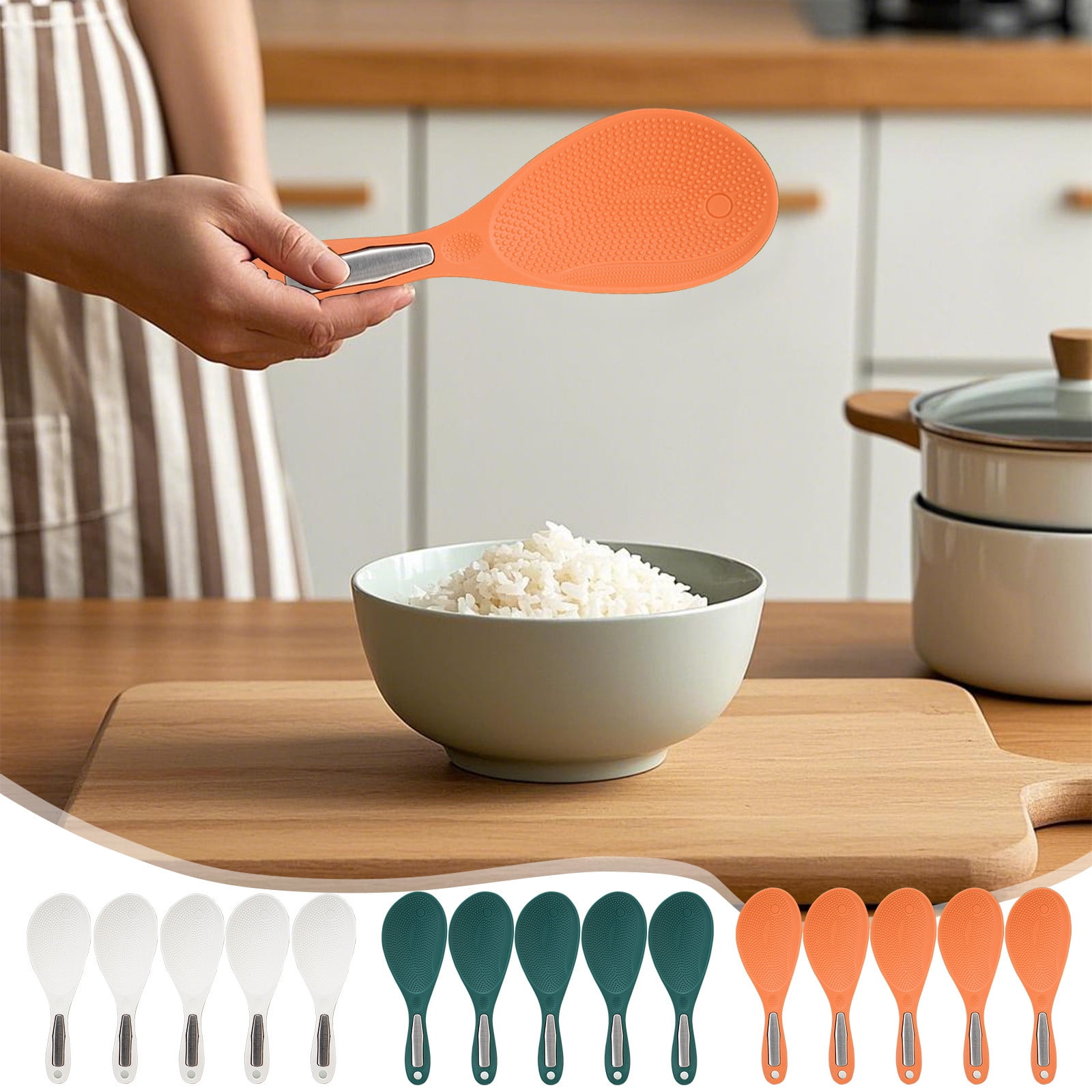 Plastic Rice Spoon Set 5 Pack | Non Stick Rice Shovel for Rice Cooker ...