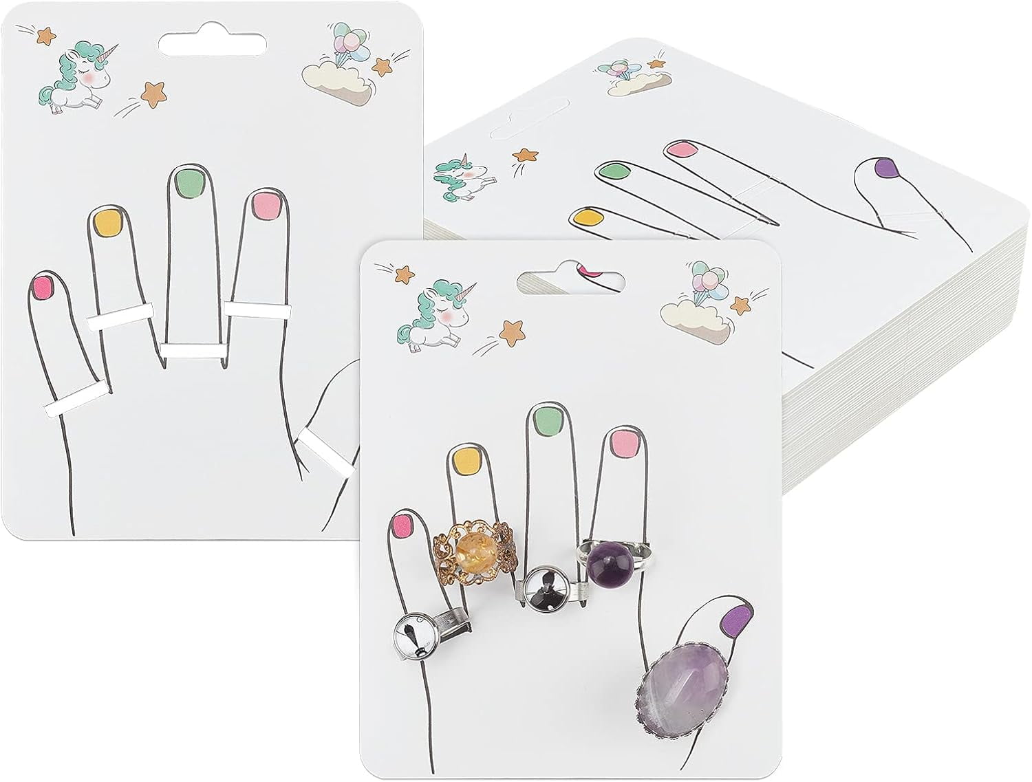 Plastic Ring Display Cards for Hanging 5 Pcs Ring Display Rectangle ...