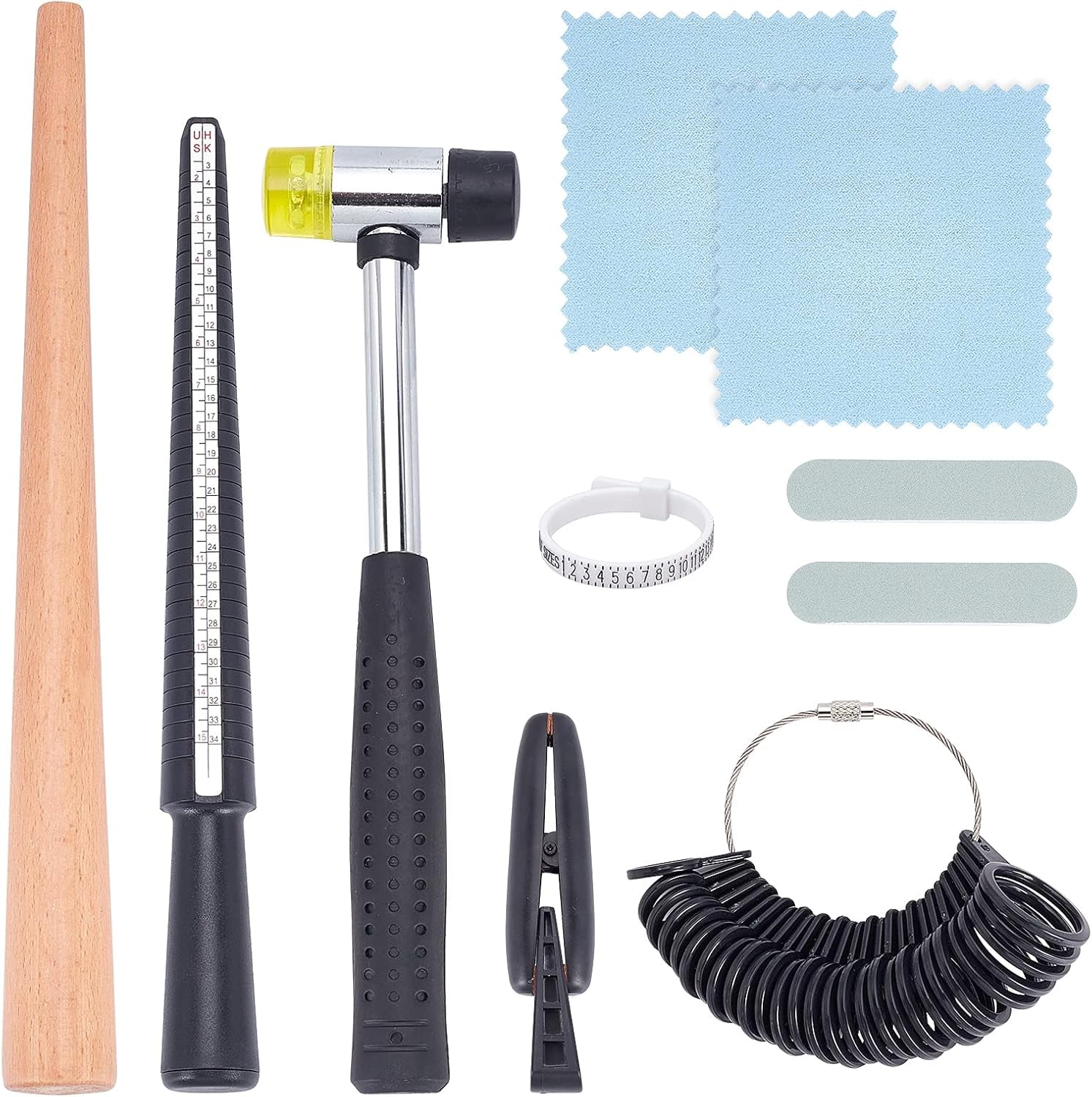 Plastic Ring Sizer Measuring Tool Kit with Installable Two Way Rubber ...