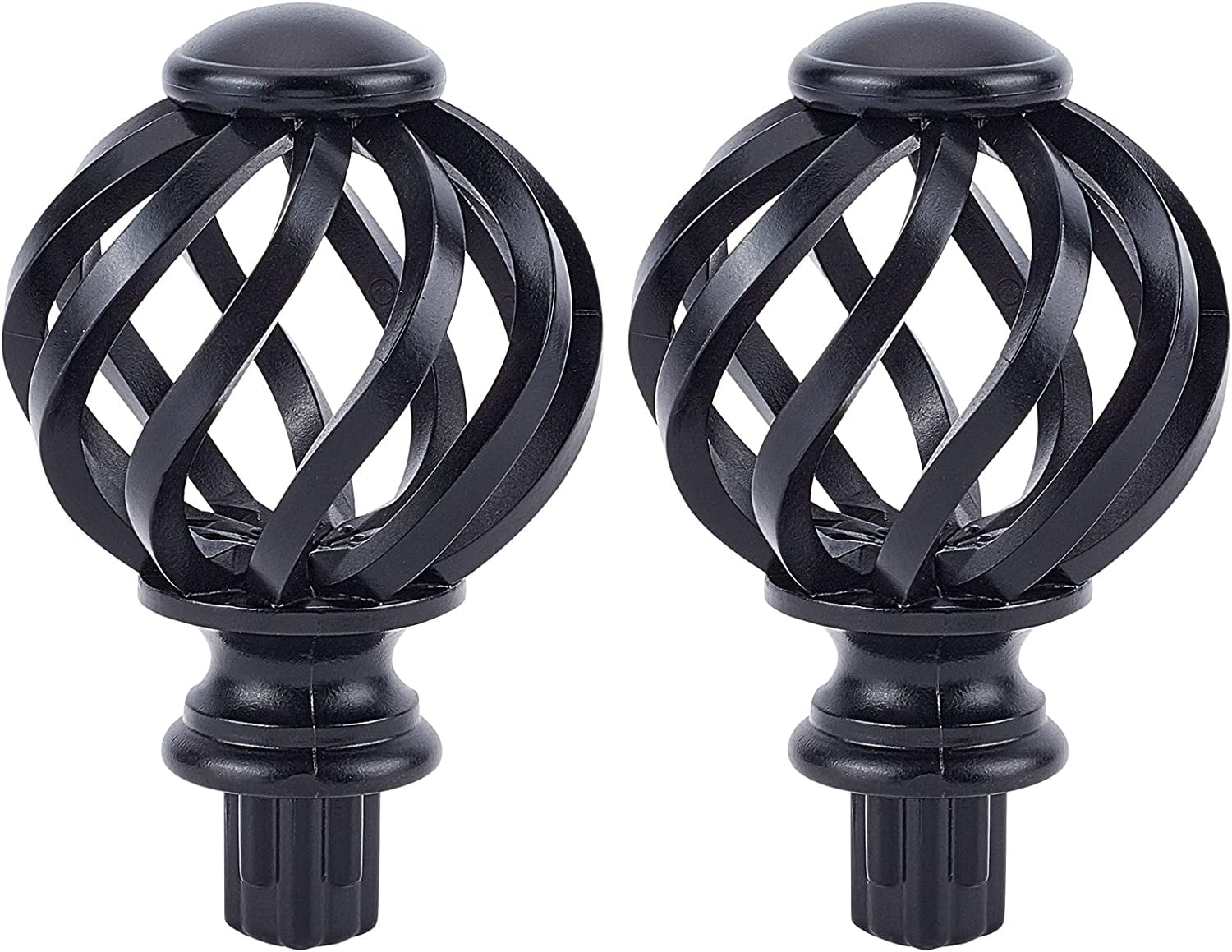 Plastic Round Curtain Rod Finials Screws Curtain Rods Cage Black ...