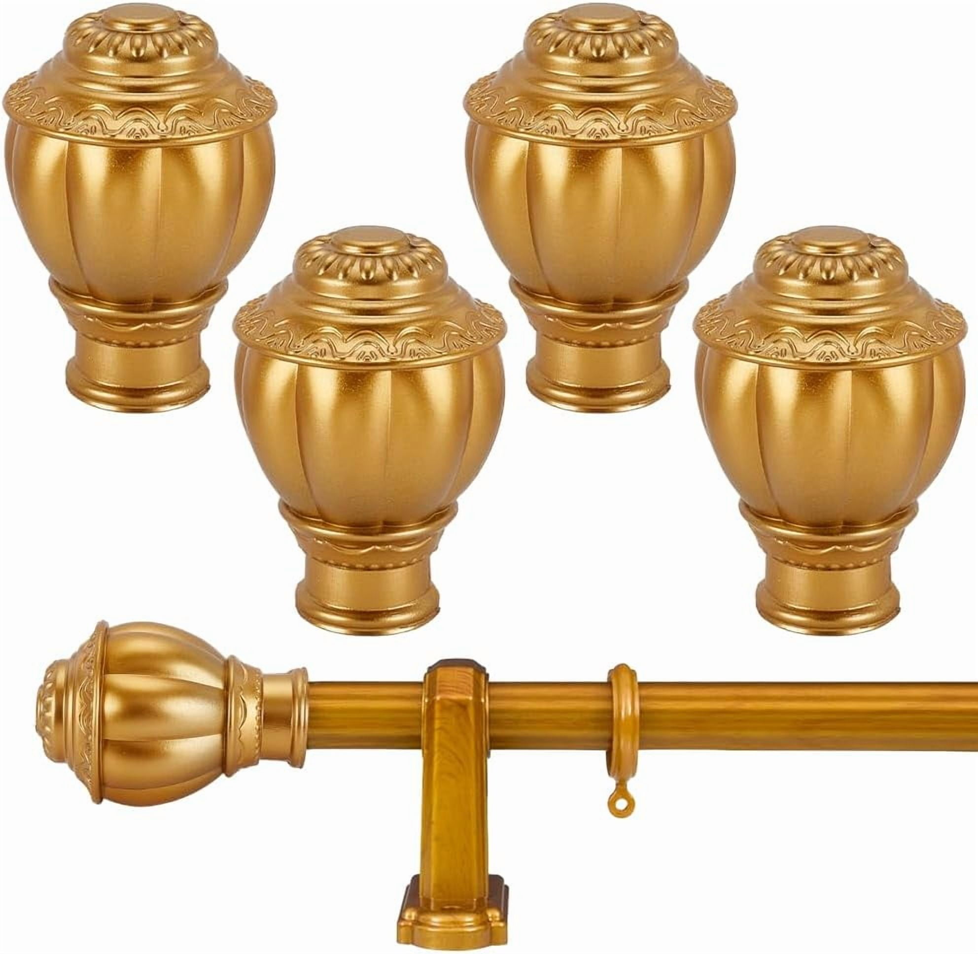 Plastic Round Curtain Rod Finials Screws Curtain Rods Crown Gold ...