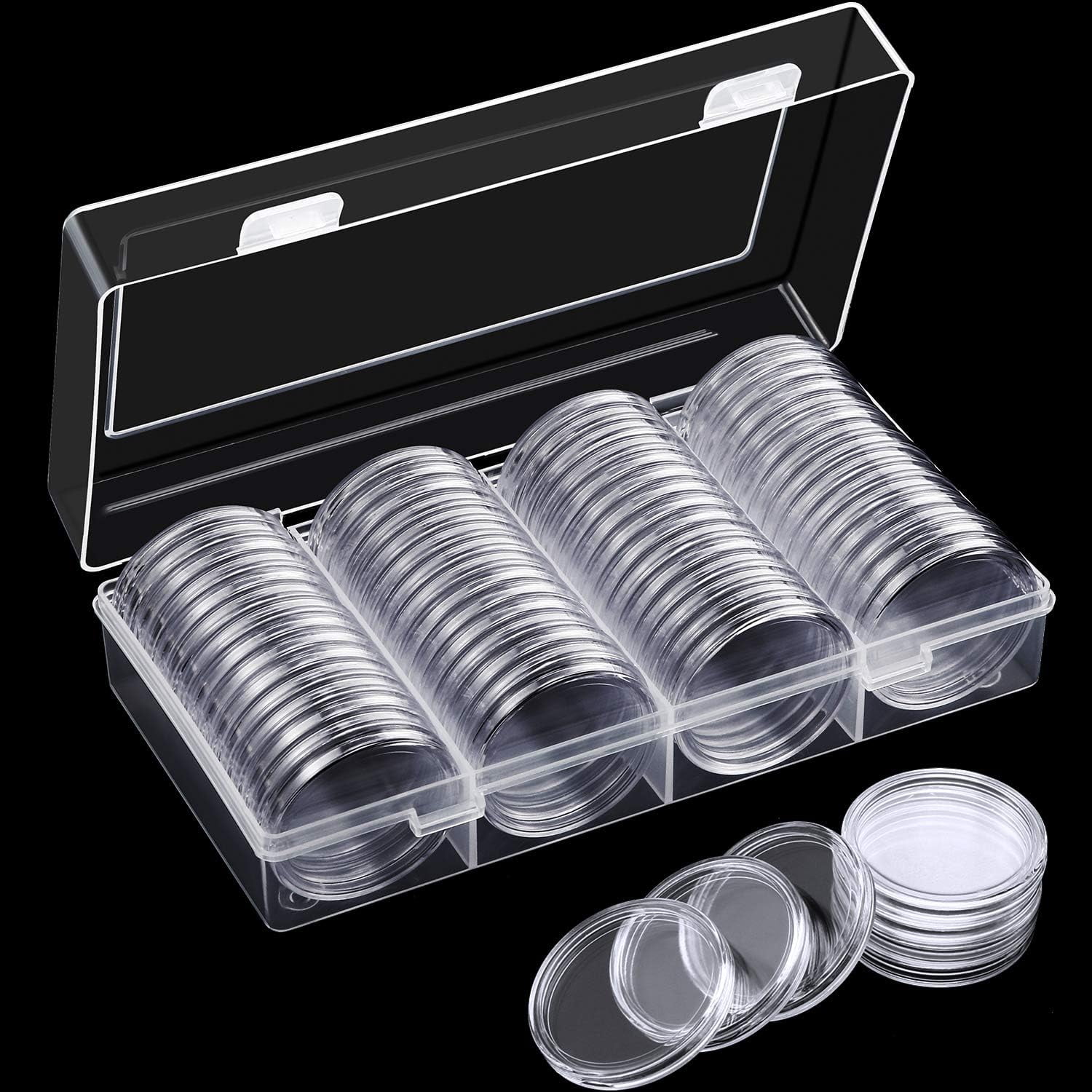 Plastic Round Silver Coin Capsules Covers Storage Box for Collection ...