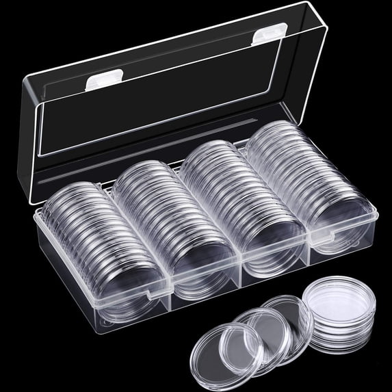 Plastic Round Silver Coin Capsules Covers Storage Box for Collection ...
