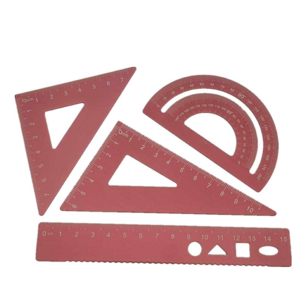 Plastic Ruler Math Set Includes Protractor, 2 Triangle Rulers,Straight ...