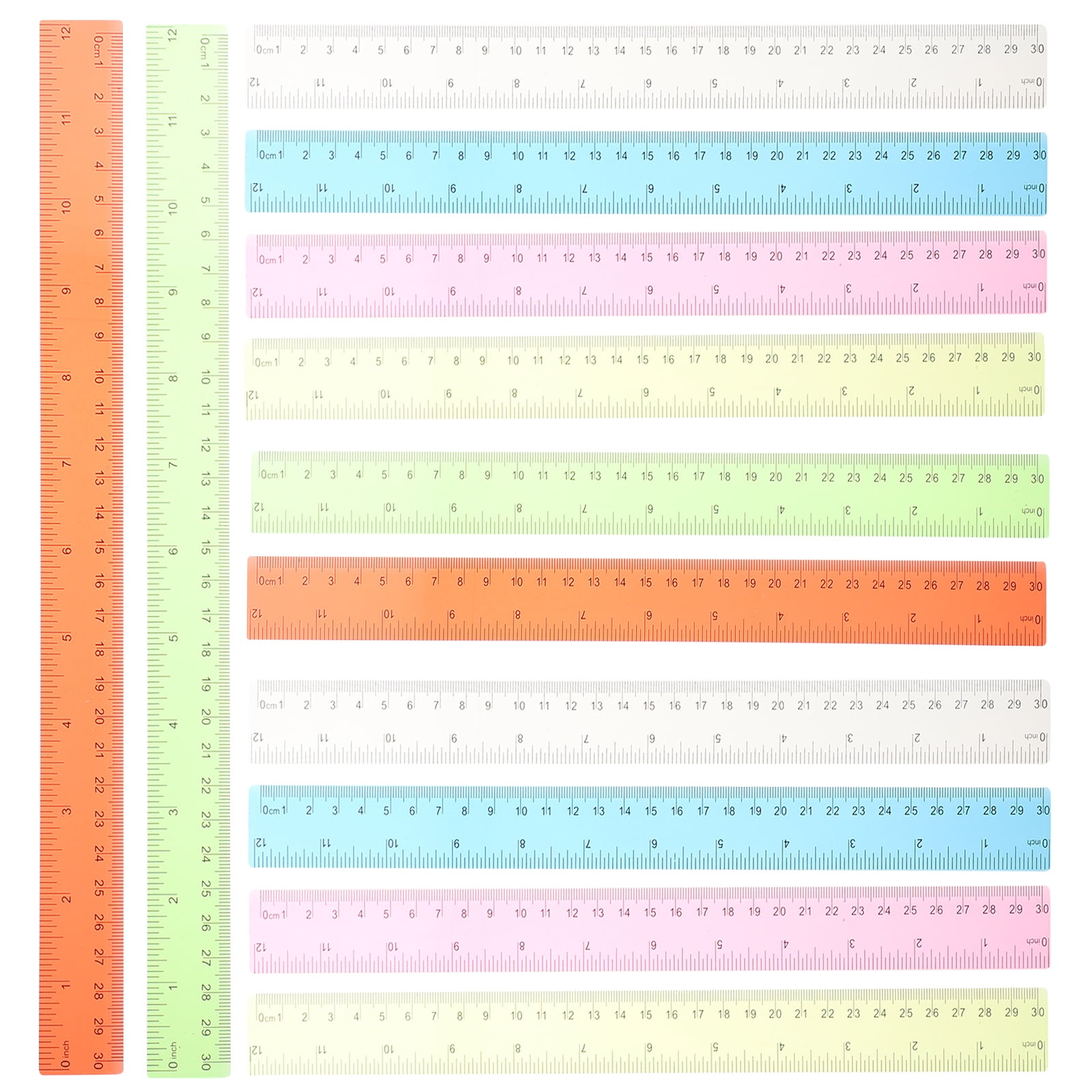 Plastic Rulers, 12Pcs Colored Plastic Rulers Measuring Rulers Students ...
