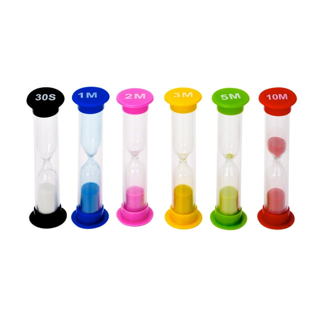 Versatile Set of 6 Fillable Plastic Hourglass Timers for Kids ...