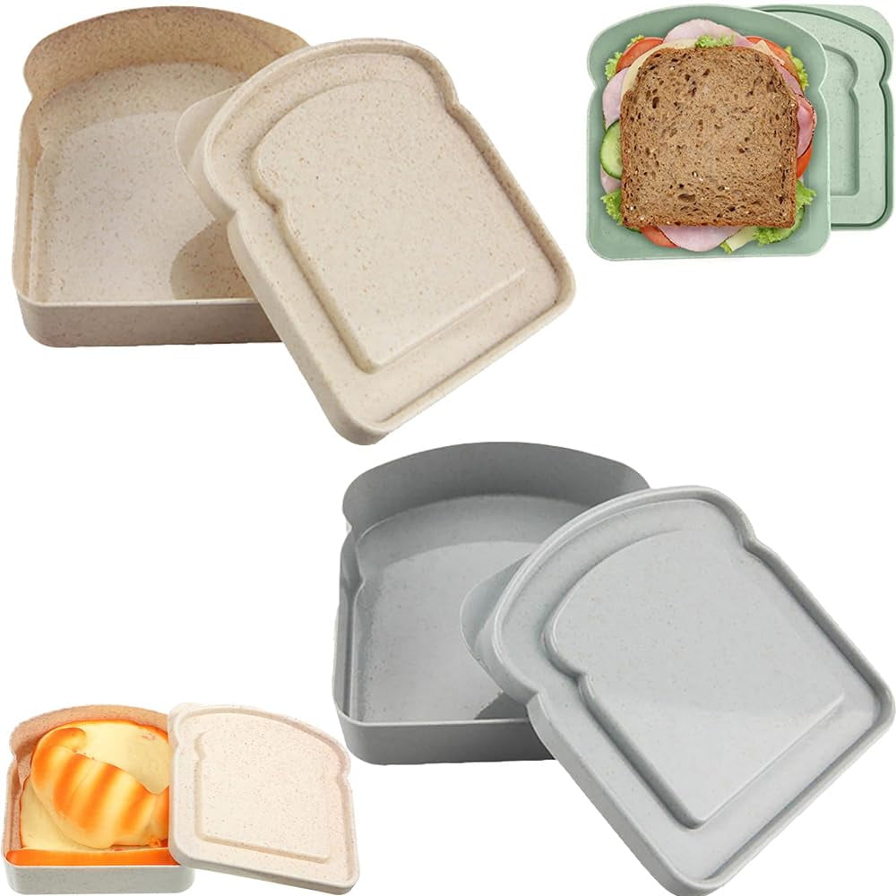 Plastic Sandwich Containers Set of 2, Toast Shape Storage Box for ...