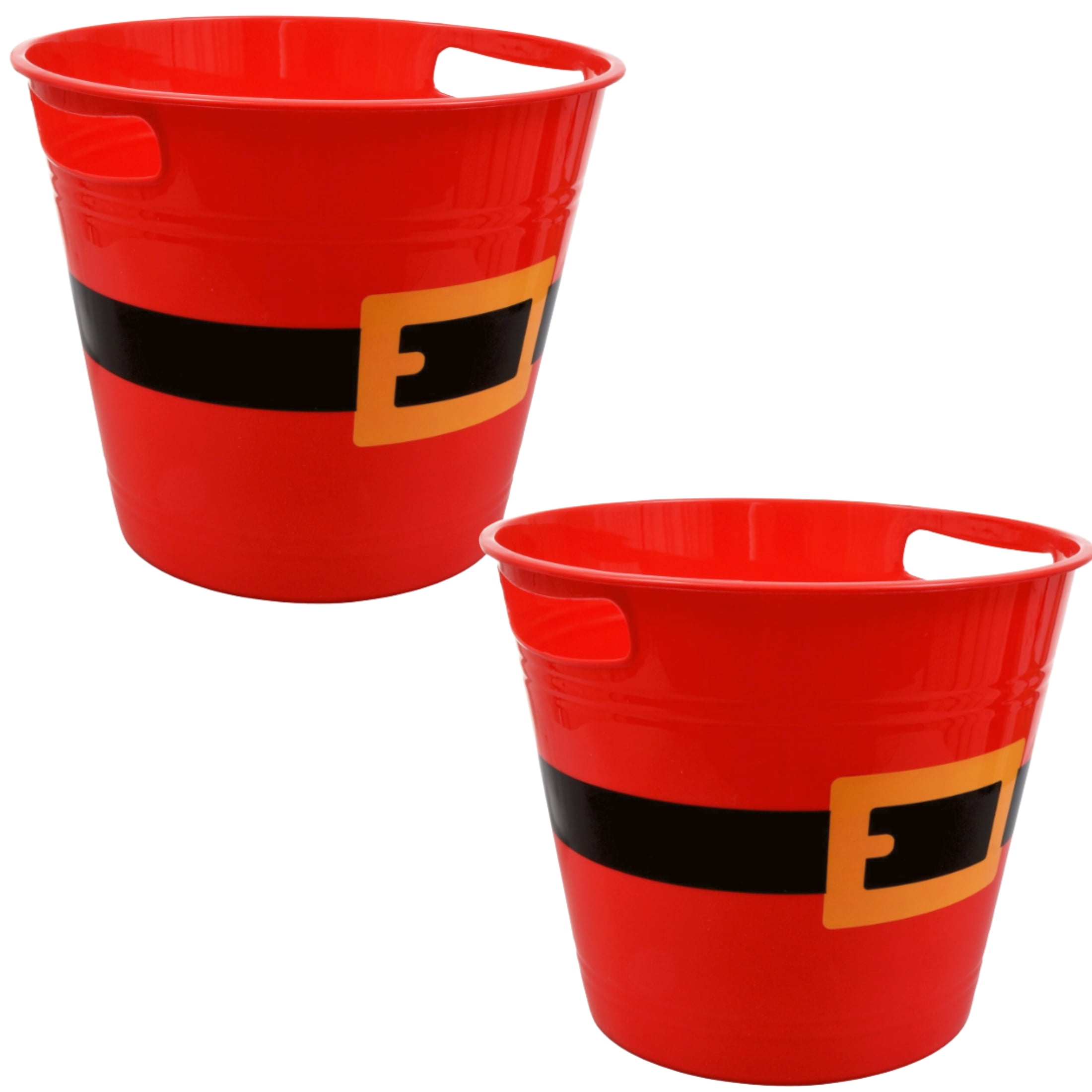 Santa Belt Buckets, Plastic 8.3in Red, Set of 2 with Custom Carrier ...