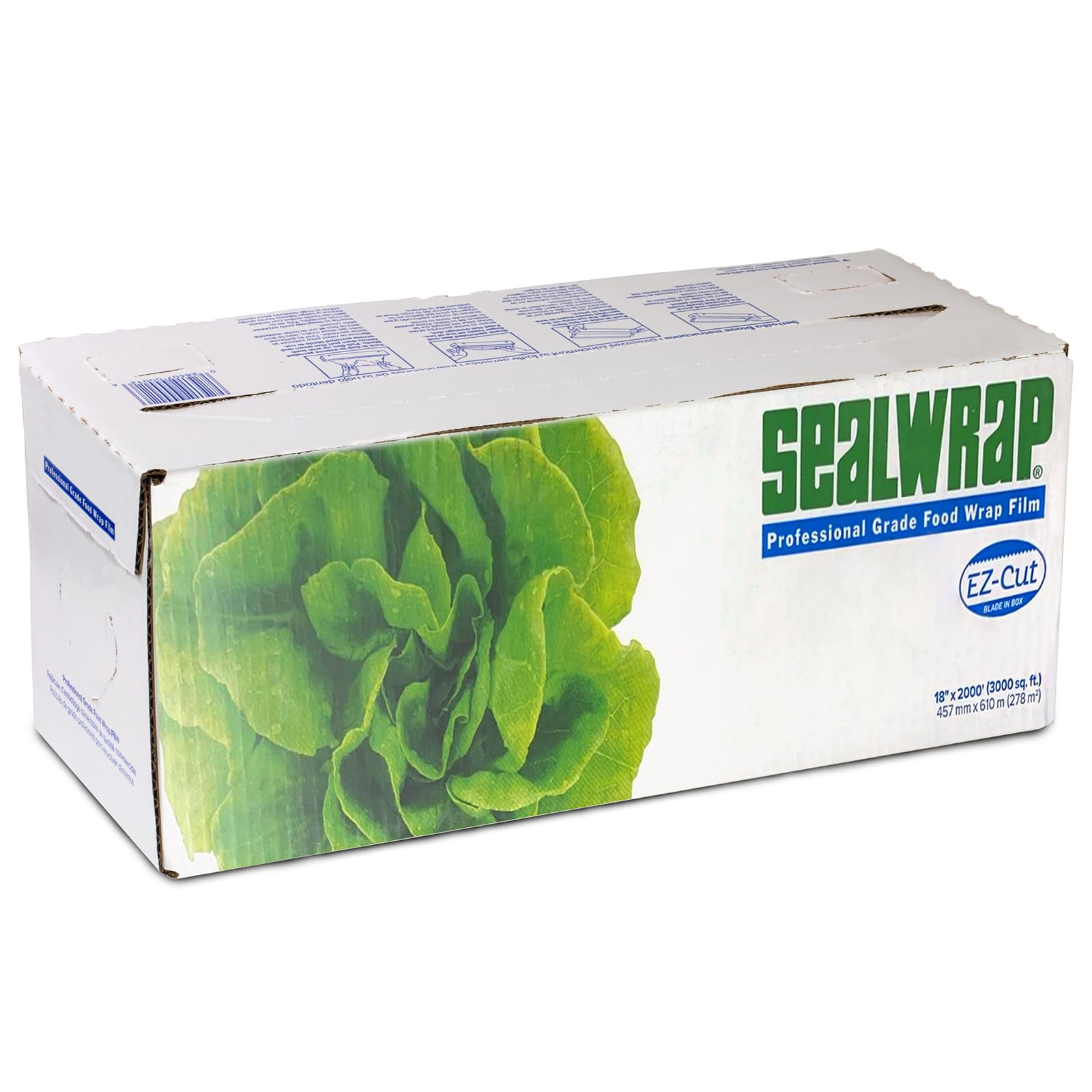 Plastic Seal Wrap with Cutter Dispenser, 18 Inch Wide 2000 Feet Long Roll, BPA Free Stretch ...