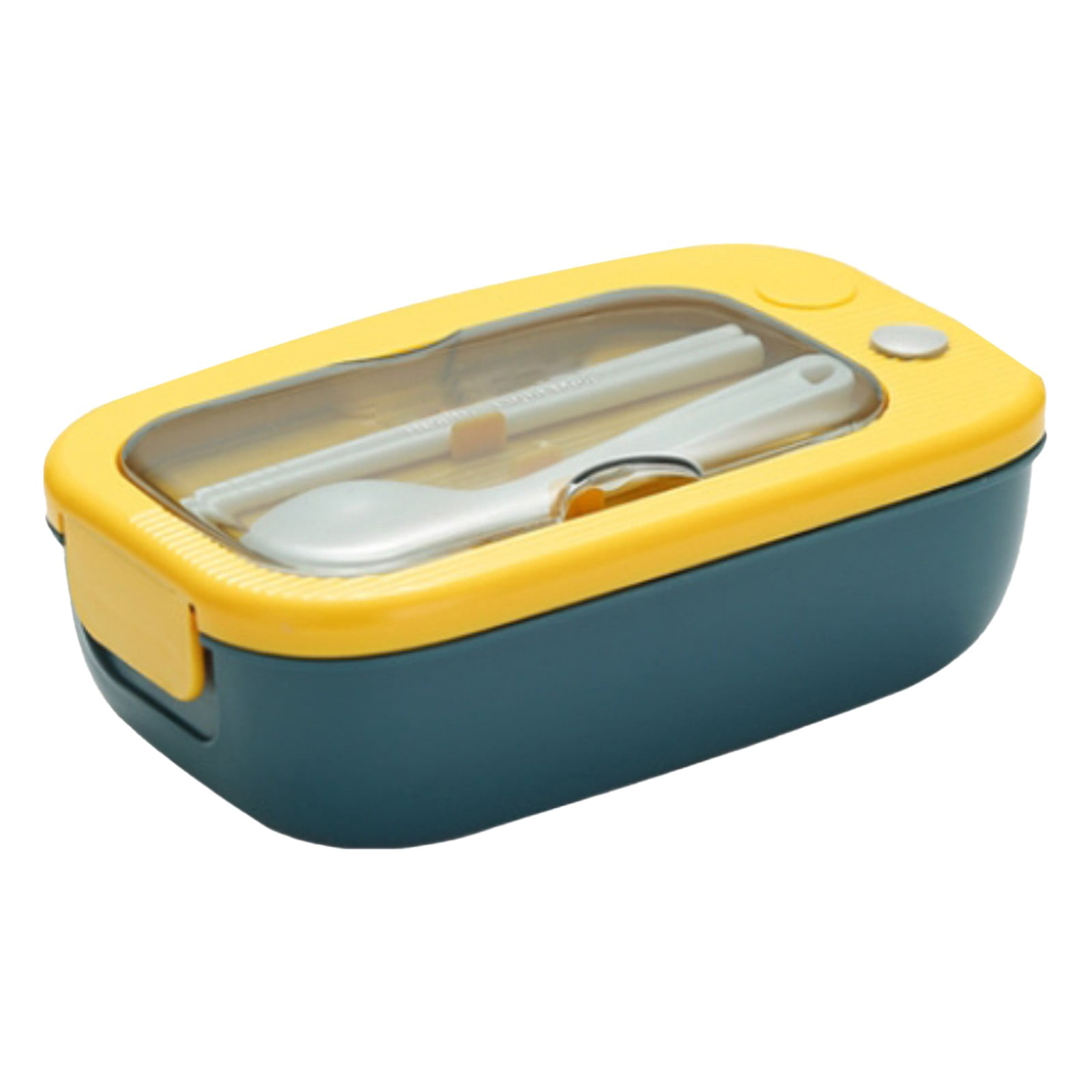 Plastic Sectioned Microwave - Safe Lunch Box with Divider and Utensils ...