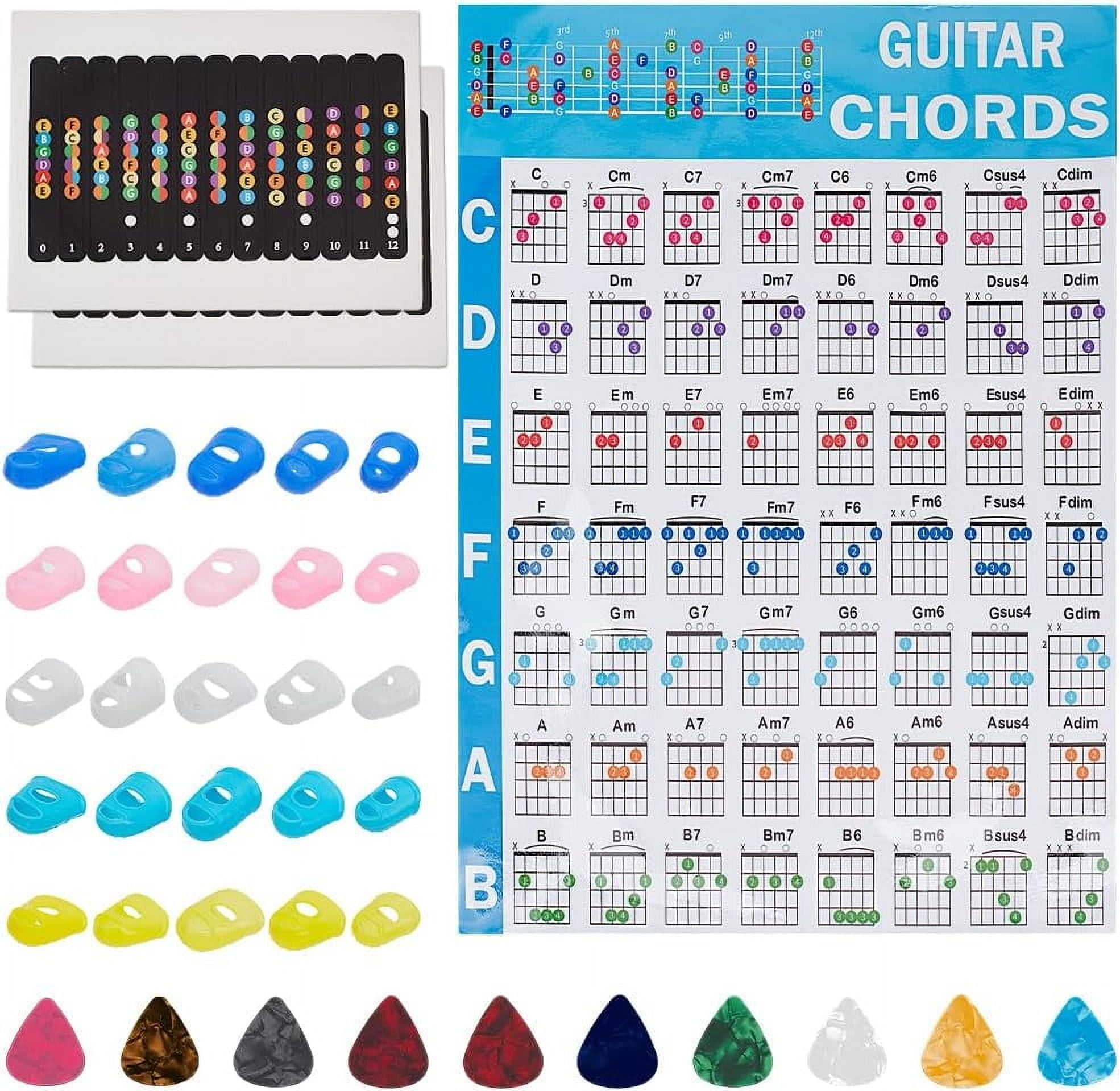 Plastic Self-Adhesive Guitar Fretboard Note Map Sticker Labels Silicone ...