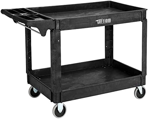 Plastic Service Utility Cart with Wheels, 550lbs Capacity Heavy Duty ...